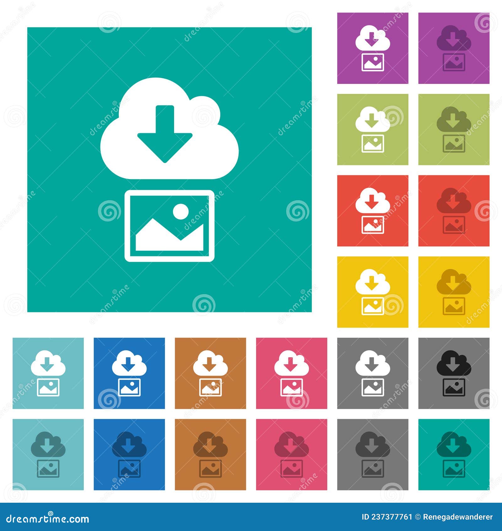 Download Image from Cloud Solid Square Flat Multi Colored Icons Stock ...