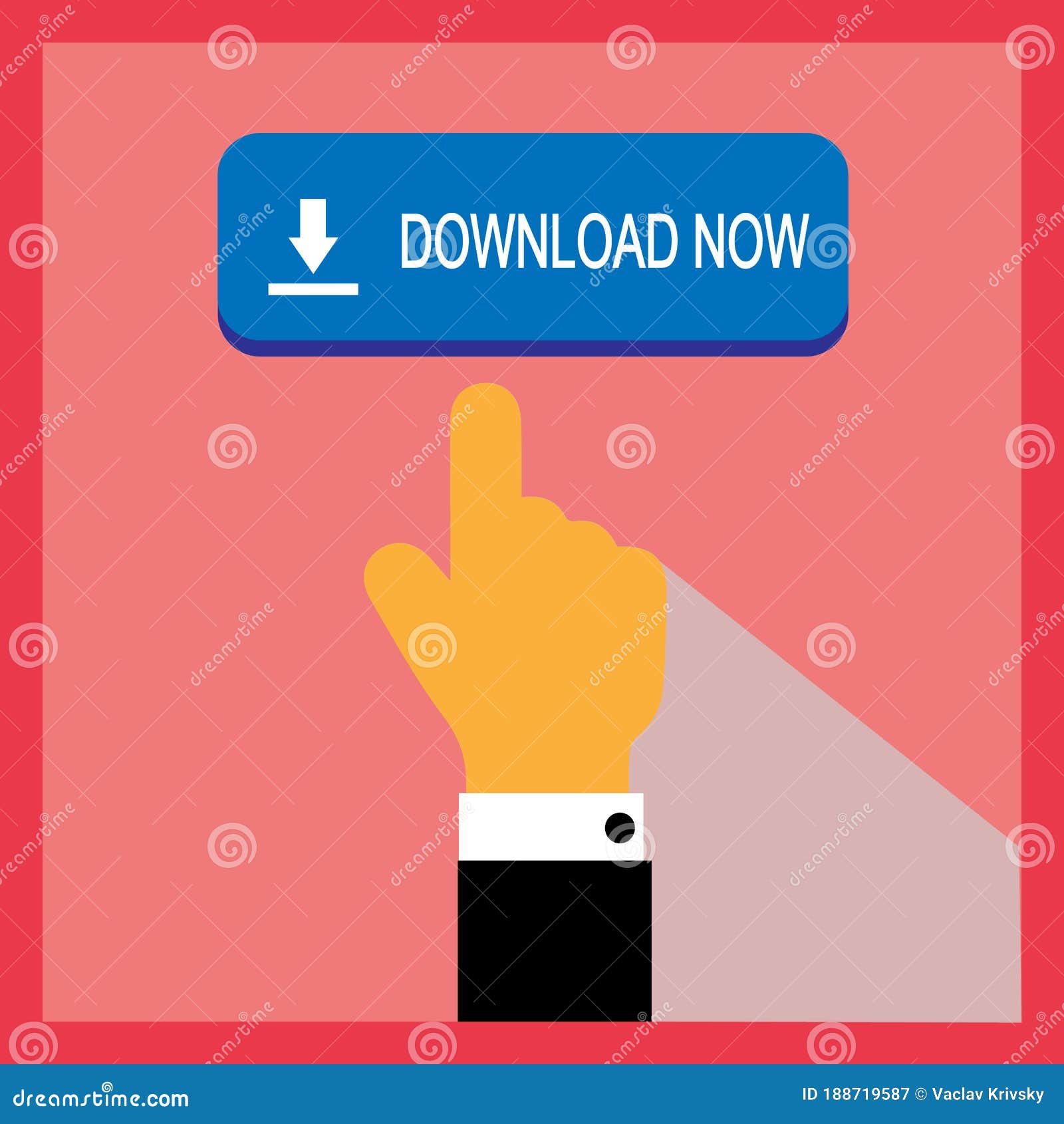 Download Now Button with Pointing Hand. Flat Illustration Stock Vector ...