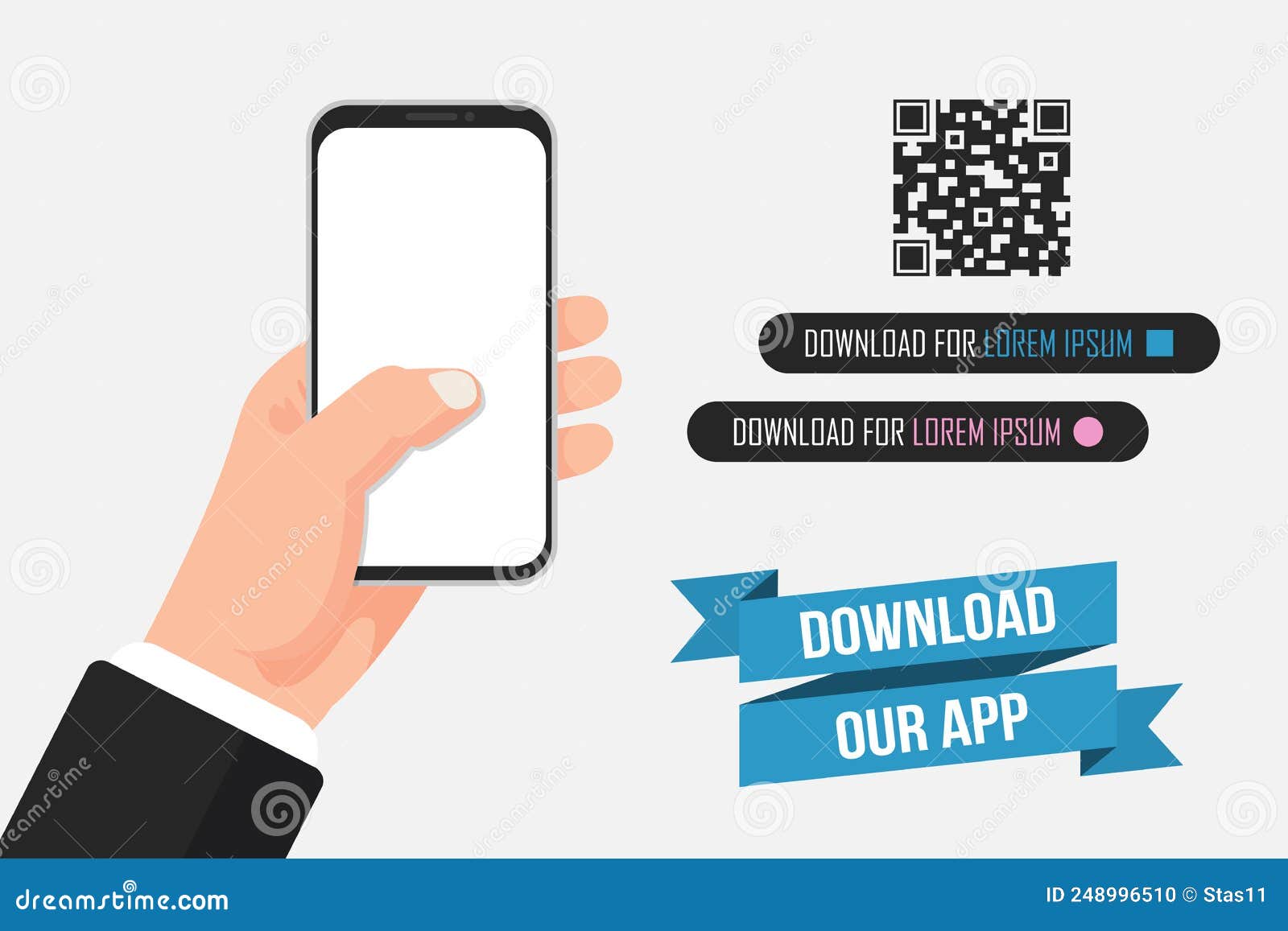 Download Our App. Hand Holding Smartphone with Empty Screen for Your ...
