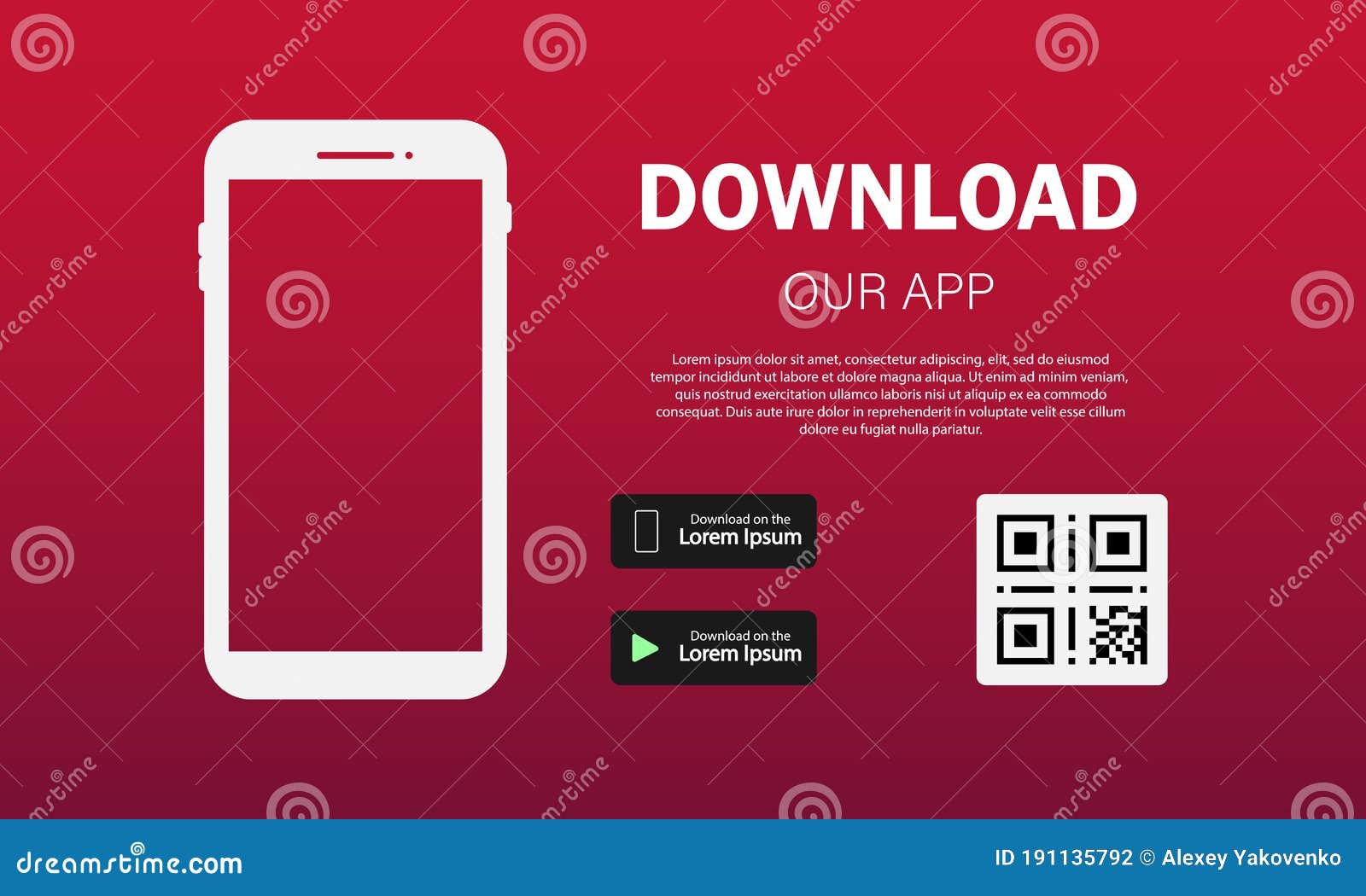 Download Page of the Mobile App. Download Buttons with Scan Qr Code ...