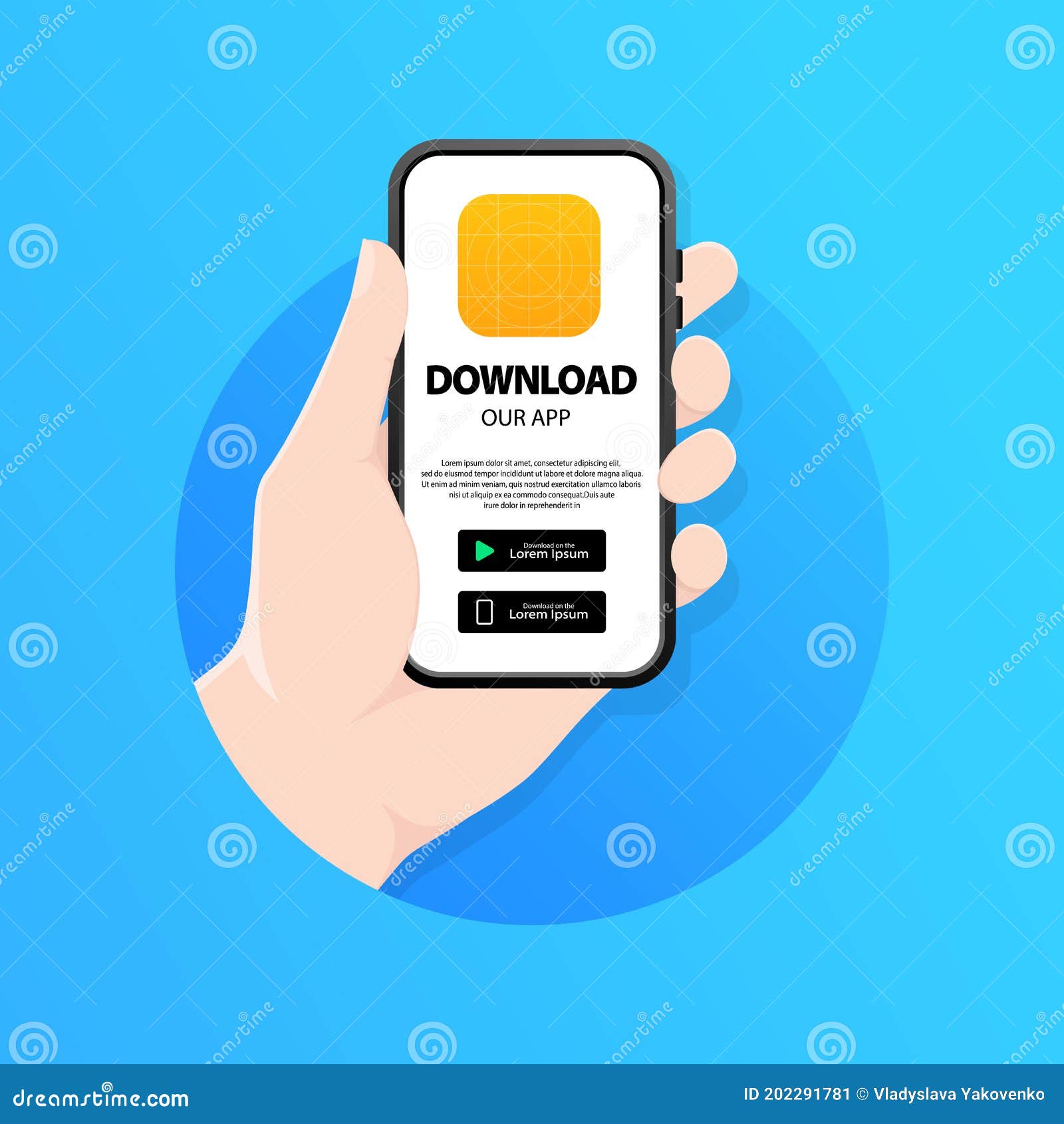Download Page of the Mobile App Mock Up. Empty Screen Smartphone for ...