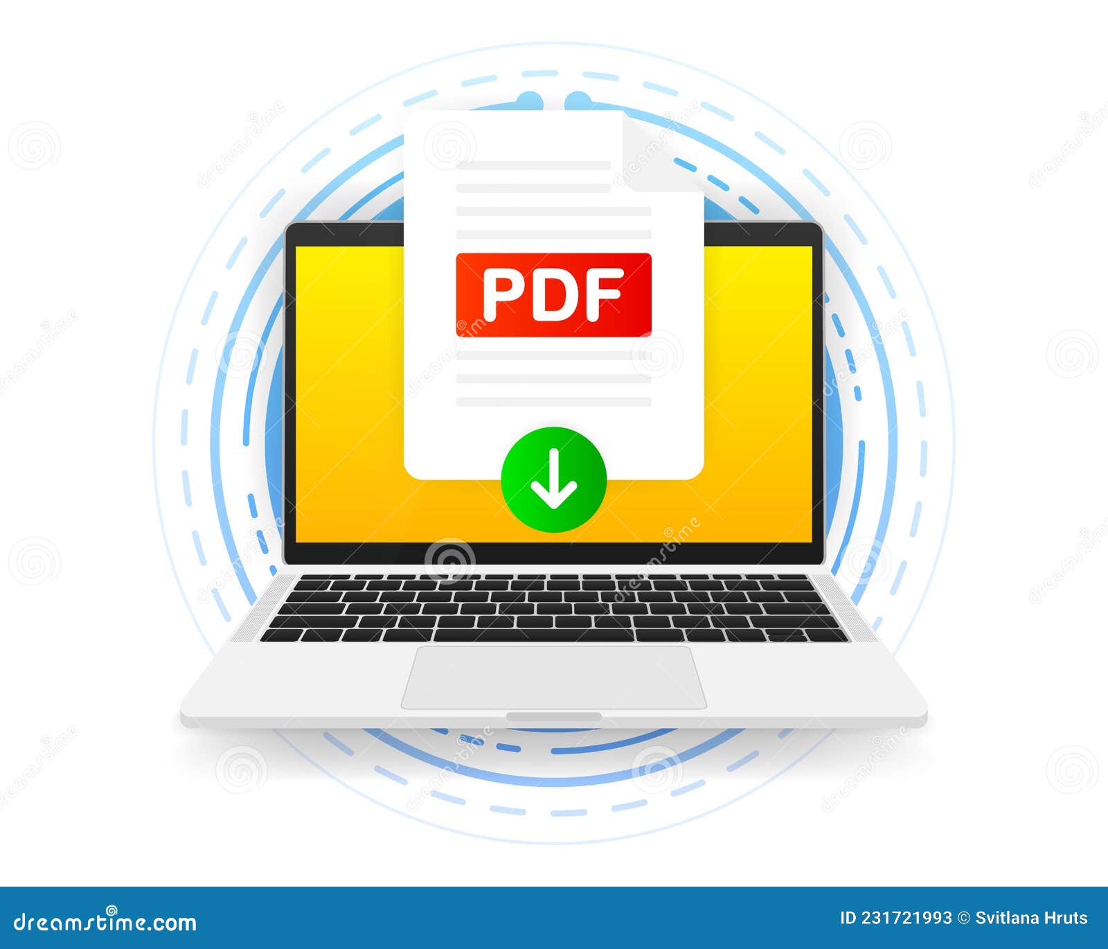 Download PDF Icon File with Label on Screen Computer. Downloading ...