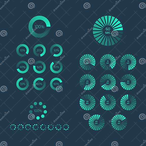 Download Progress Indicator Set. Upload Icon and Sign, Bar Element ...