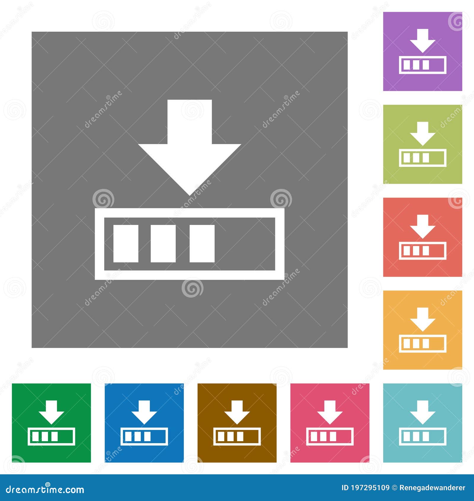 Download in Progress Square Flat Icons Stock Vector - Illustration of ...