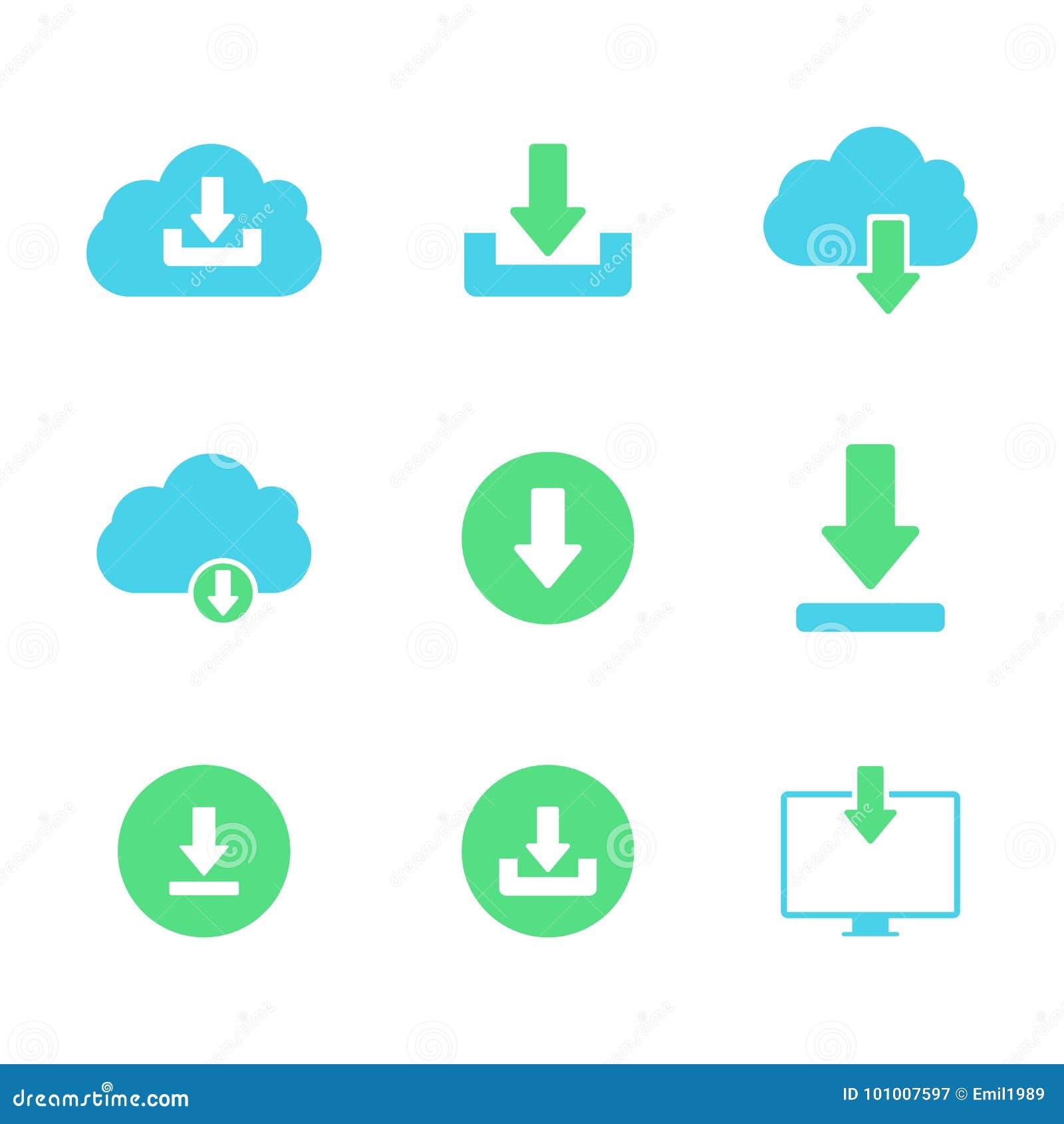 Download or Save Sign Icon Set with Cloud. Stock Vector - Illustration ...