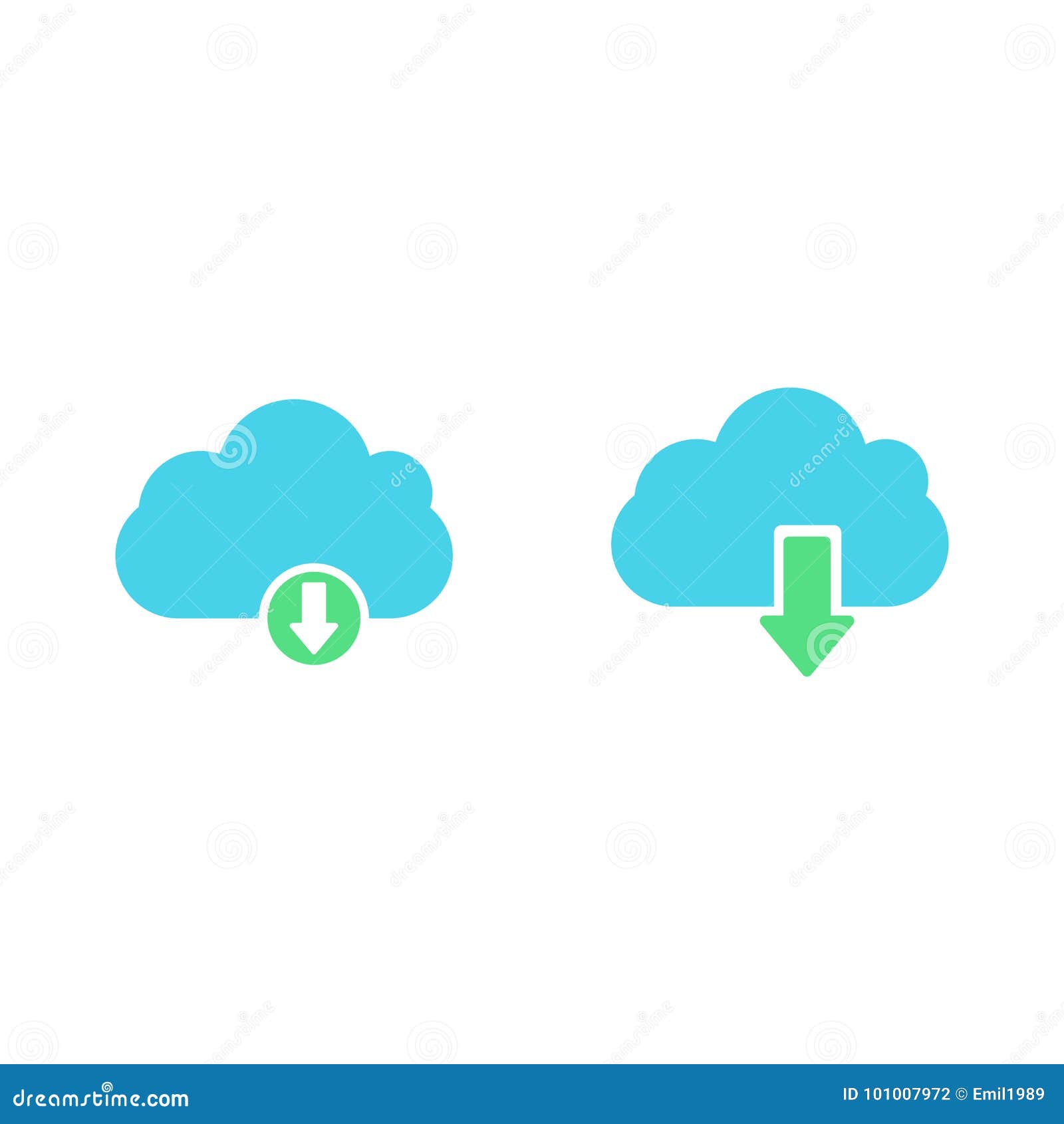 Download or Save Sign Icon Set with Cloud. Flat Style Stock Vector ...