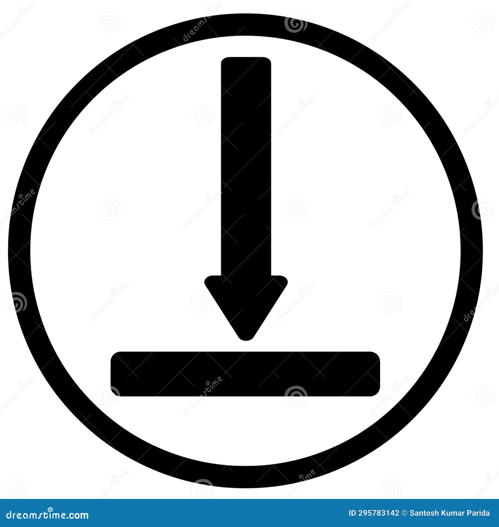 Download Sign, Down Arrow with a Circle and. White. Background Stock ...