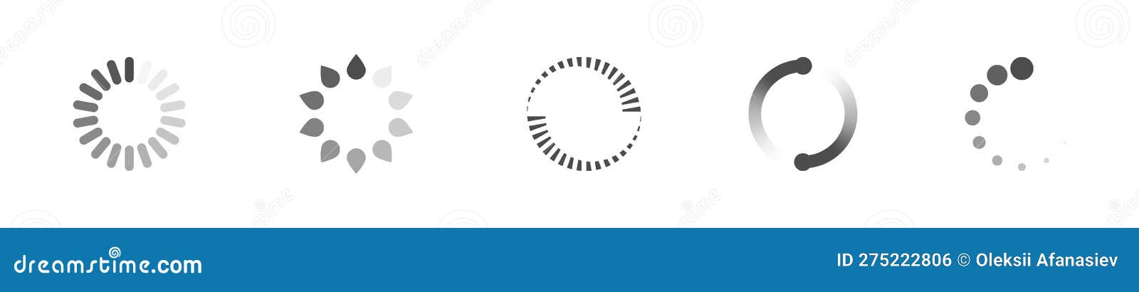Load Bar Set Loading Download Progress Isolated Black And Blue Icons