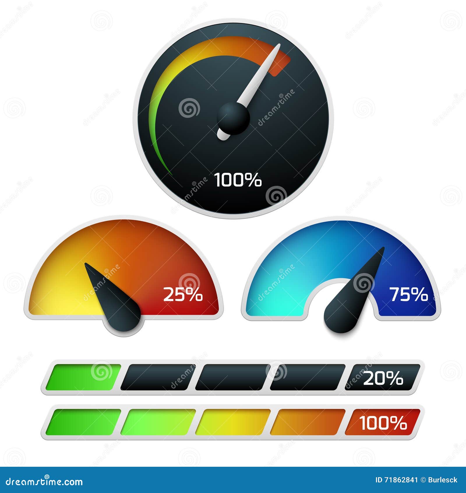Download Speedometers Vector Set Stock Vector - Illustration of graphic ...