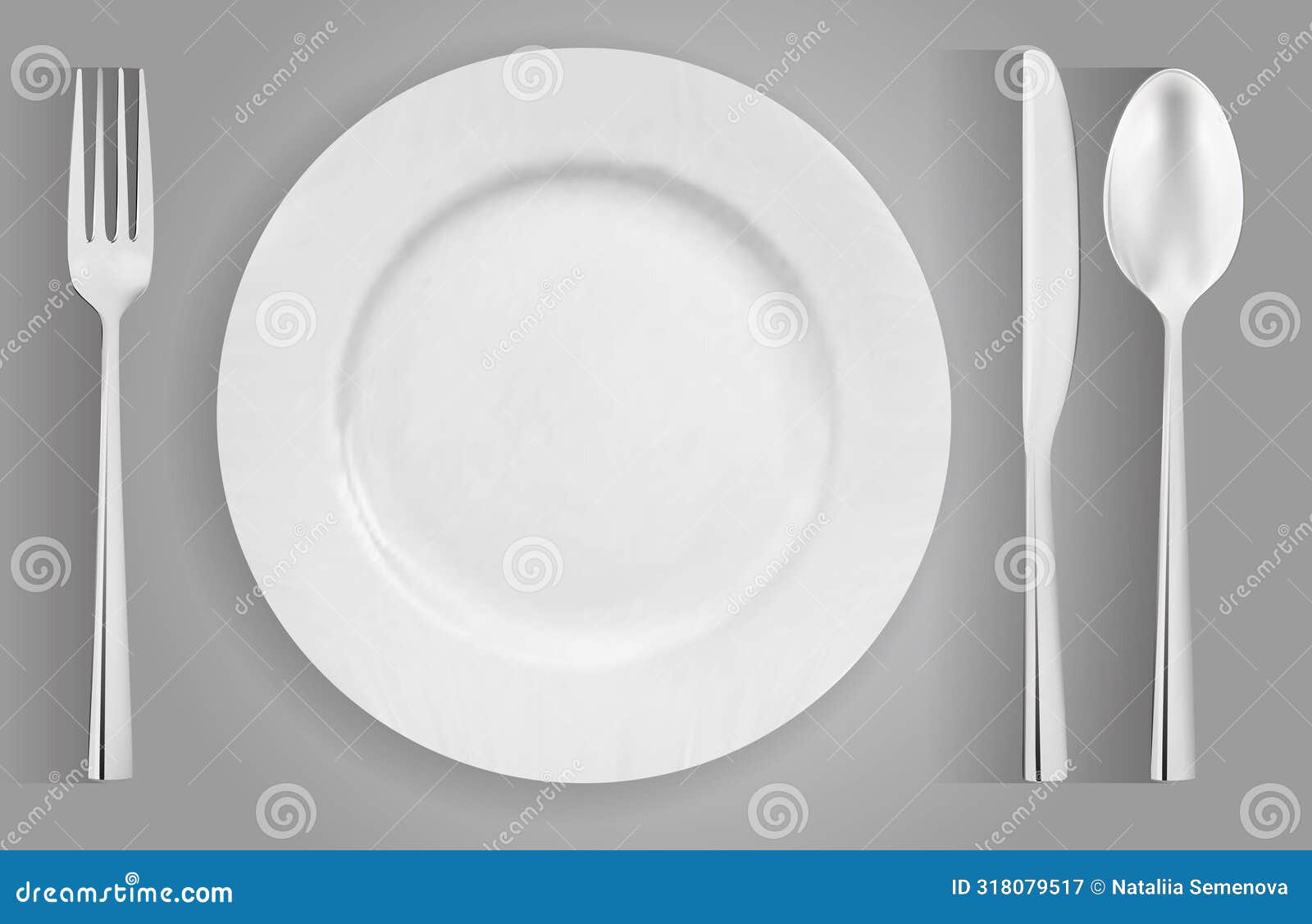 Photorealistic Vector Drawing of Cutlery Ready To Eat, Plate, Spoon ...