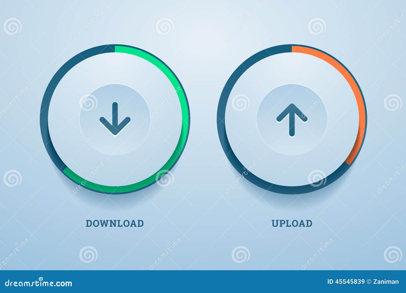 Download and Upload Buttons with Progress Bar. Stock Vector ...