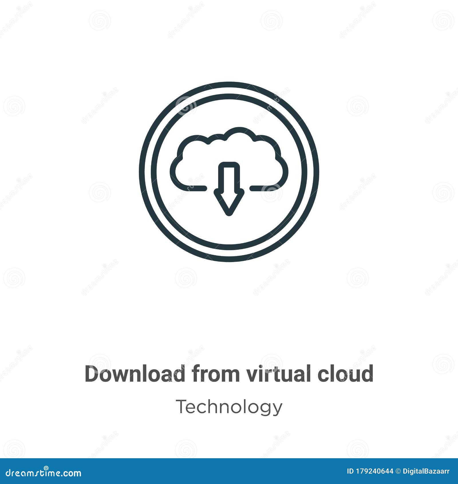 Download from Virtual Cloud Outline Vector Icon. Thin Line Black ...