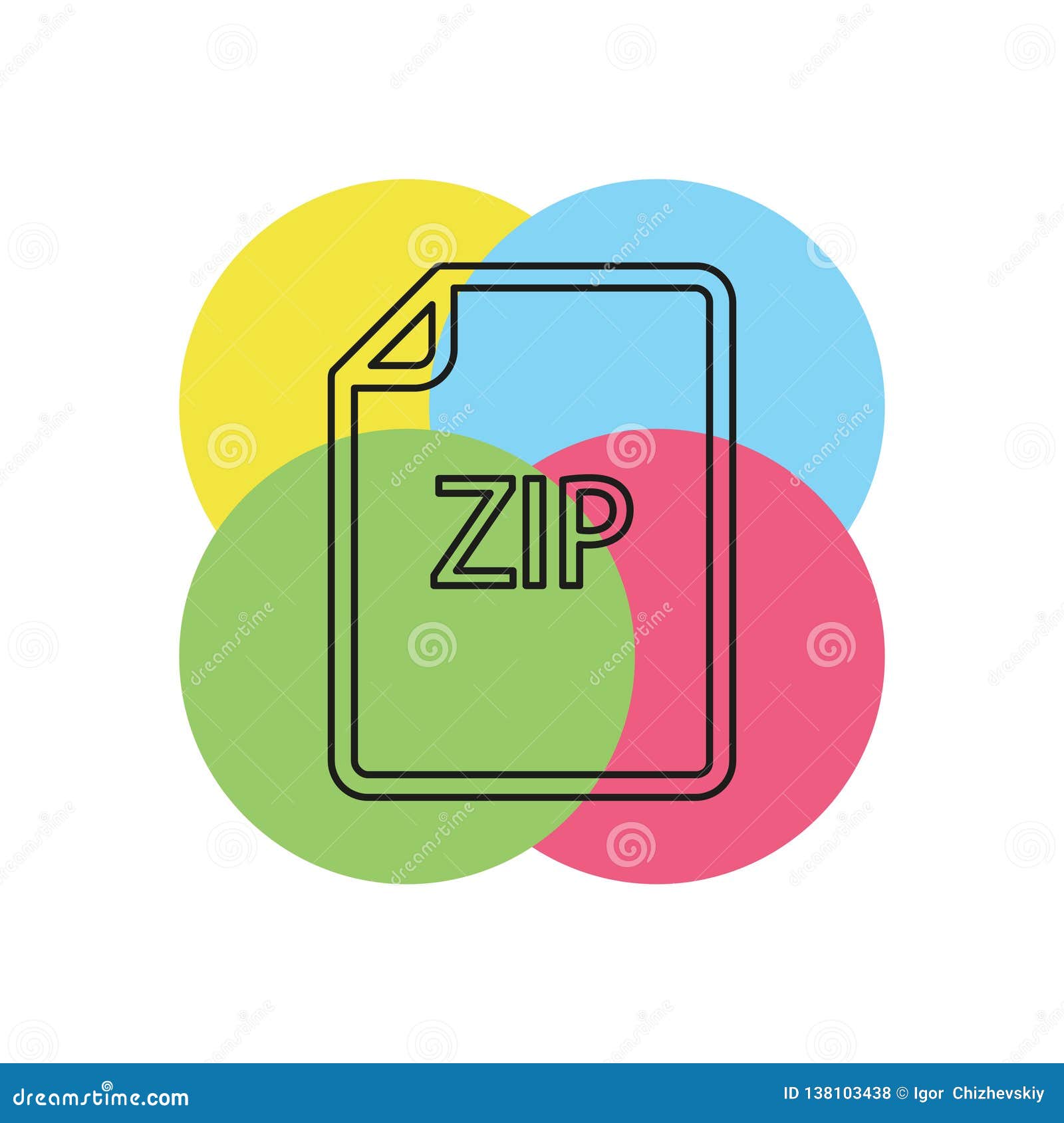 Download ZIP Document Icon - Vector File Format Stock Illustration ...