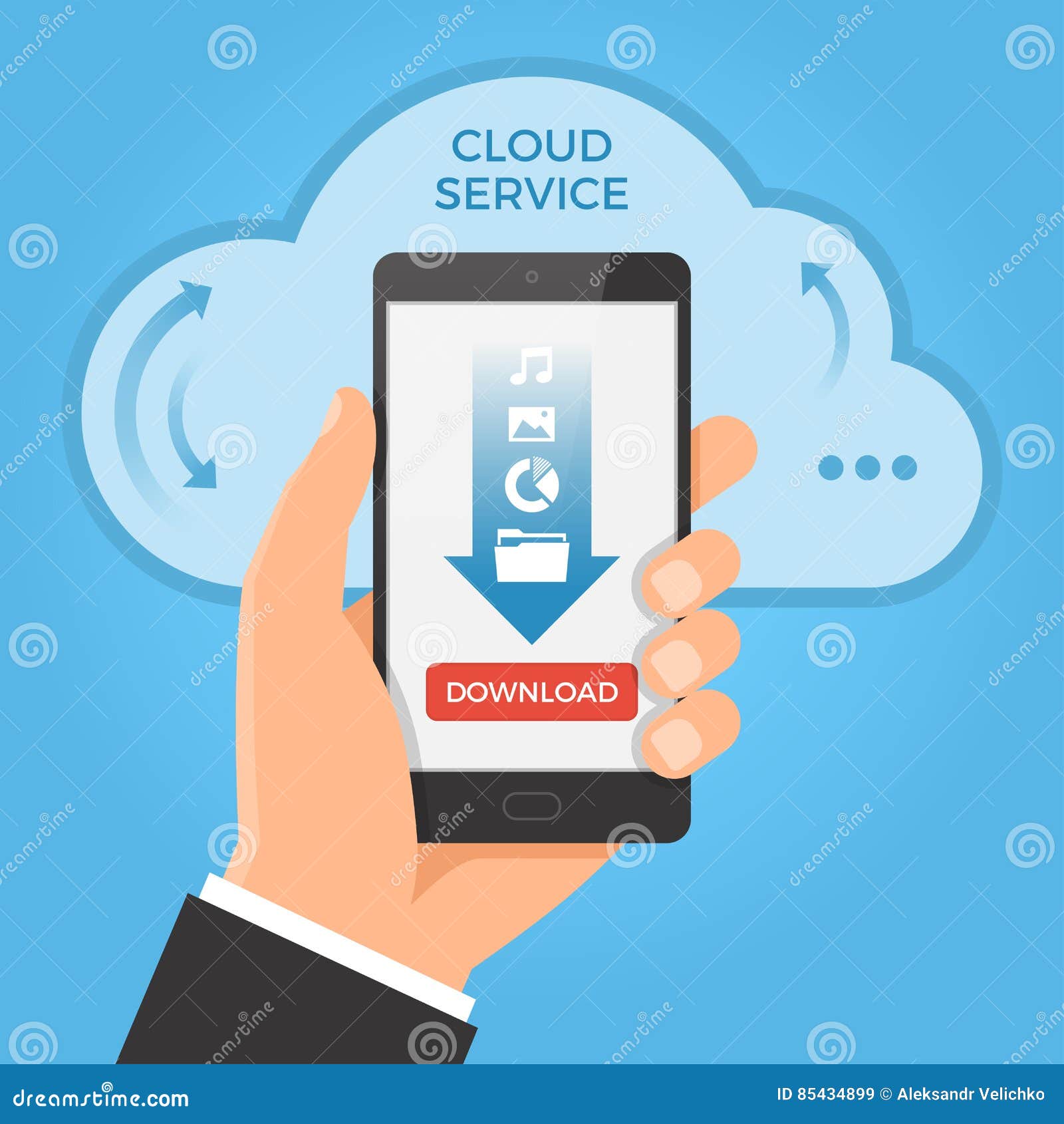 Downloading From Cloud Storage Vector Illustration | CartoonDealer.com ...