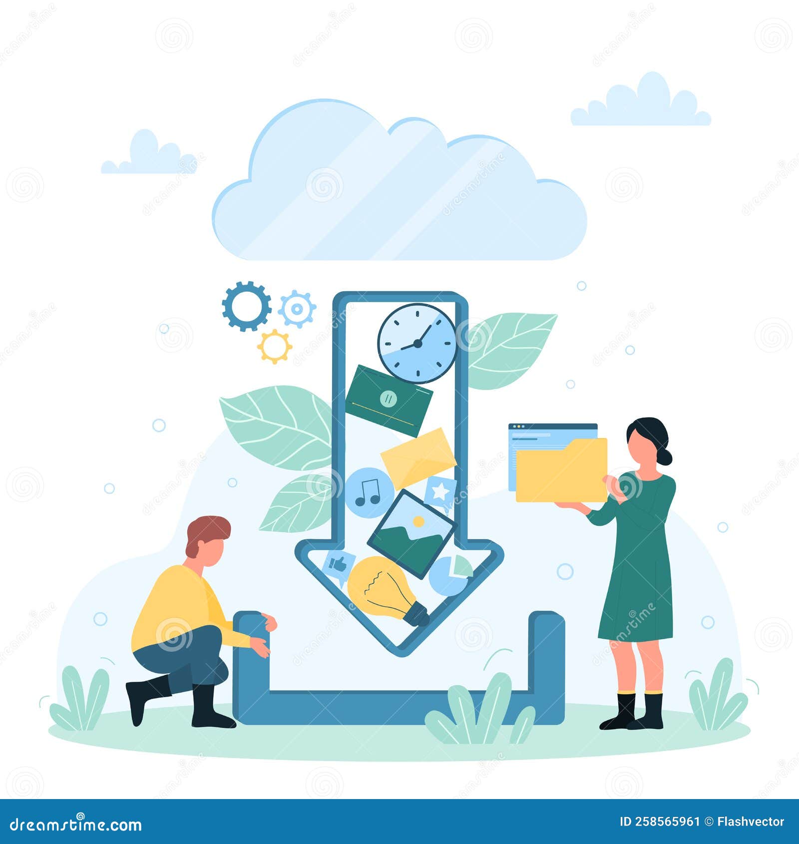 Downloading Data and Information from Cloud, Tiny People Upload Digital ...