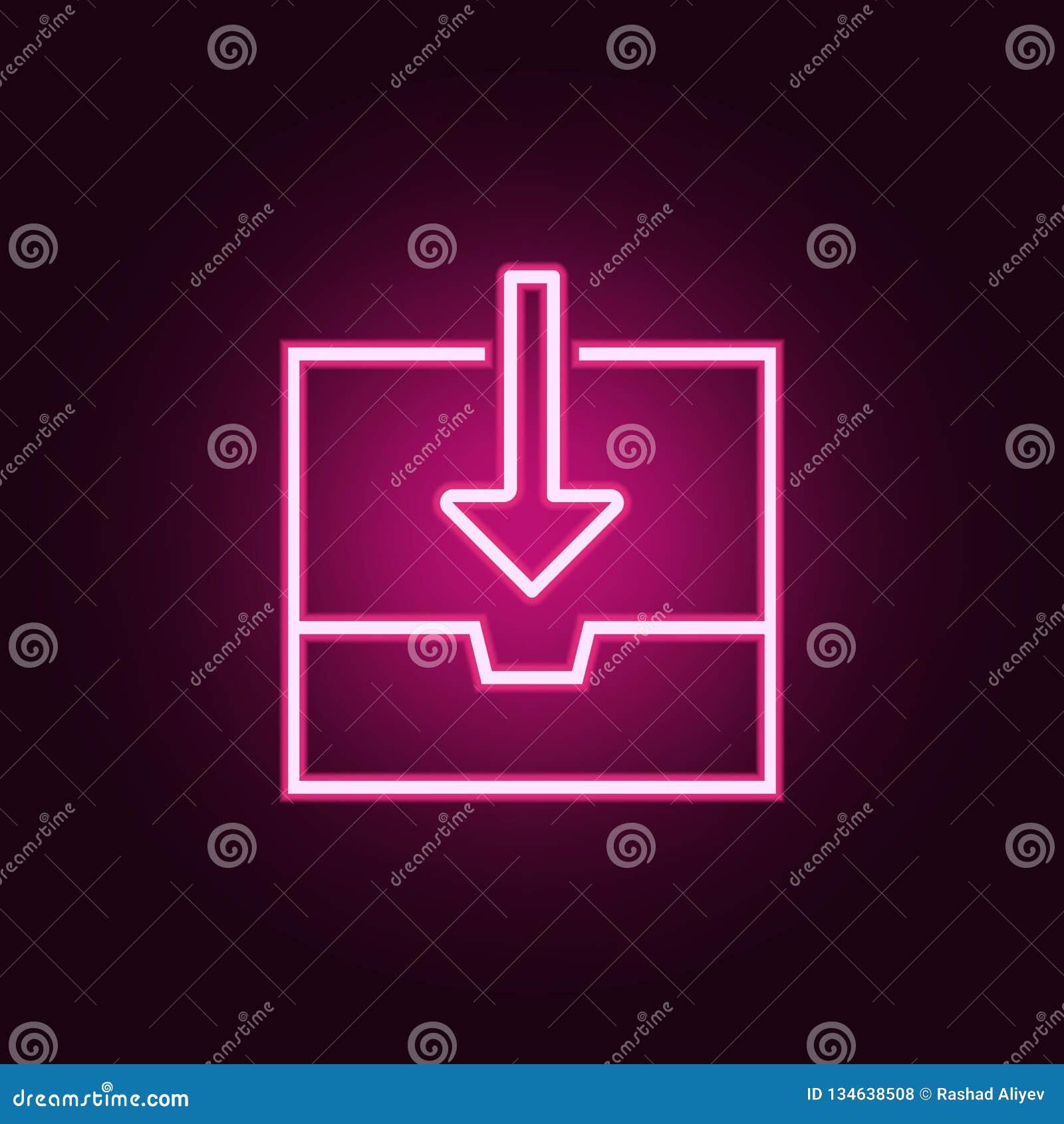Downloading the File Icon. Elements of Web in Neon Style Icons Stock ...