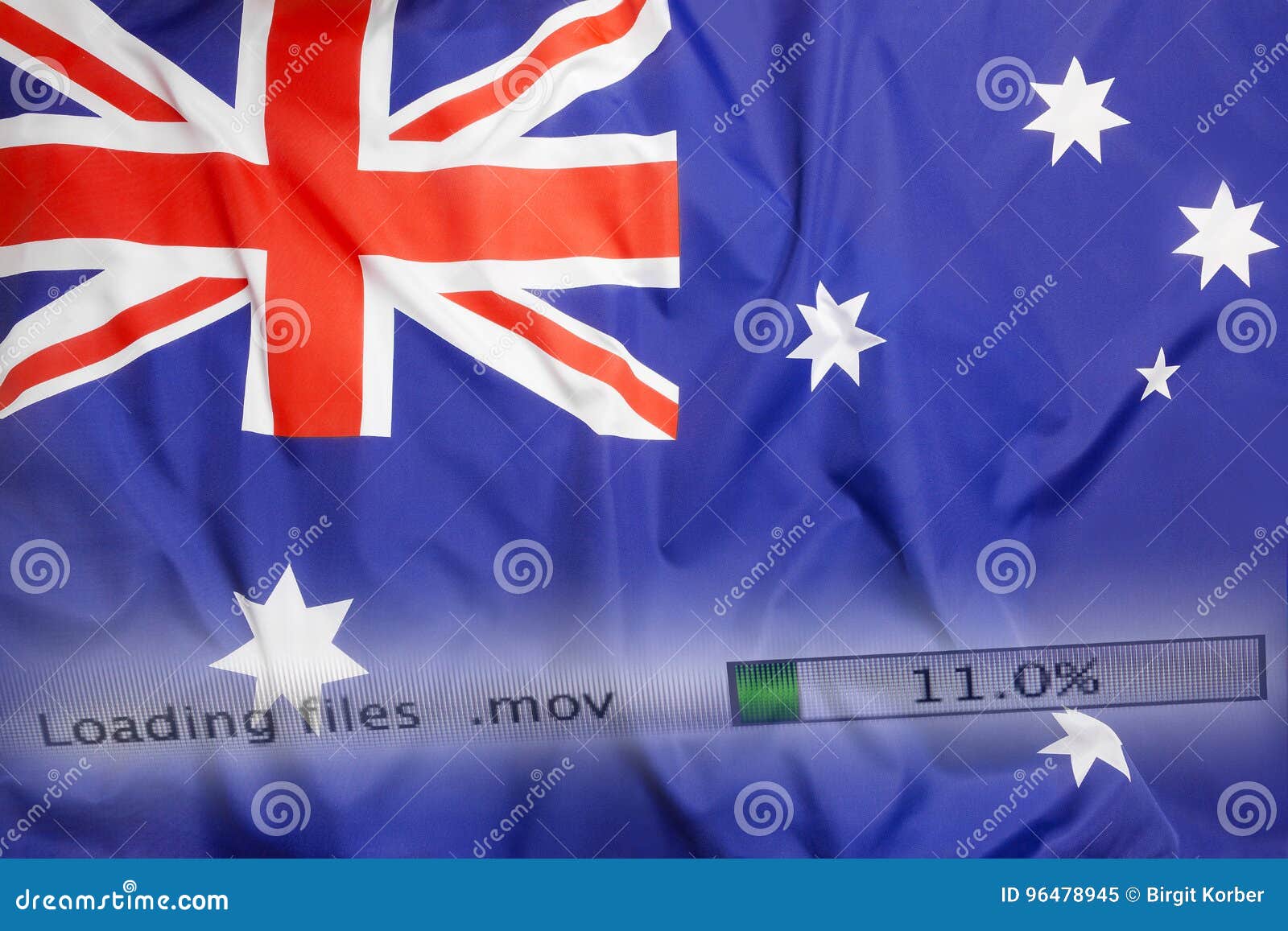 Downloading Files on a Computer, Australia Flag Stock Image - Image of ...