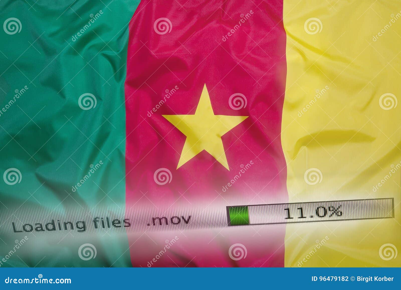 Downloading Files on a Computer, Cameroon Flag Stock Photo - Image of ...