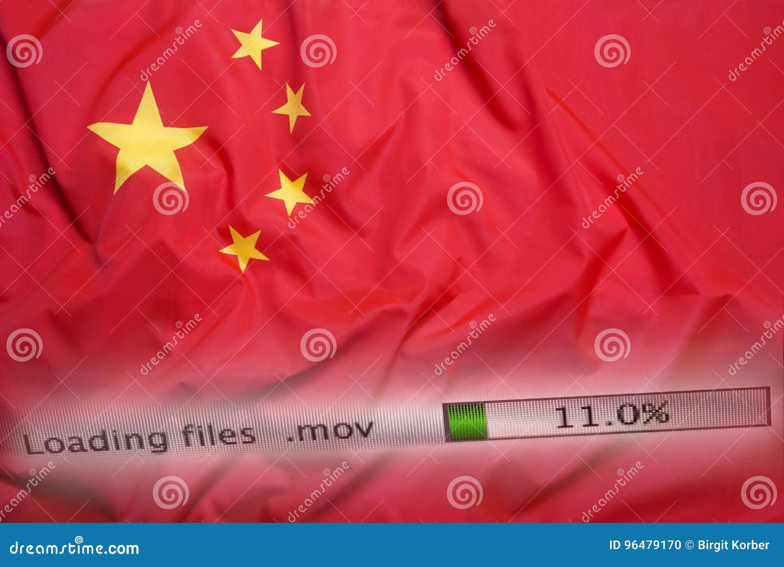 Downloading Files on a Computer, China Flag Stock Illustration ...