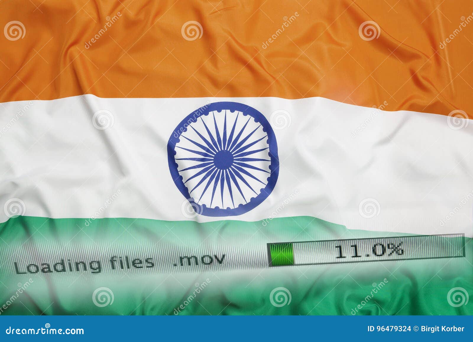 Downloading Files on a Computer, India Flag Stock Photo - Image of ...