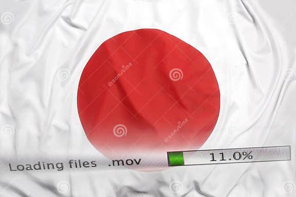 Downloading Files on a Computer, Japan Flag Stock Image - Image of ...