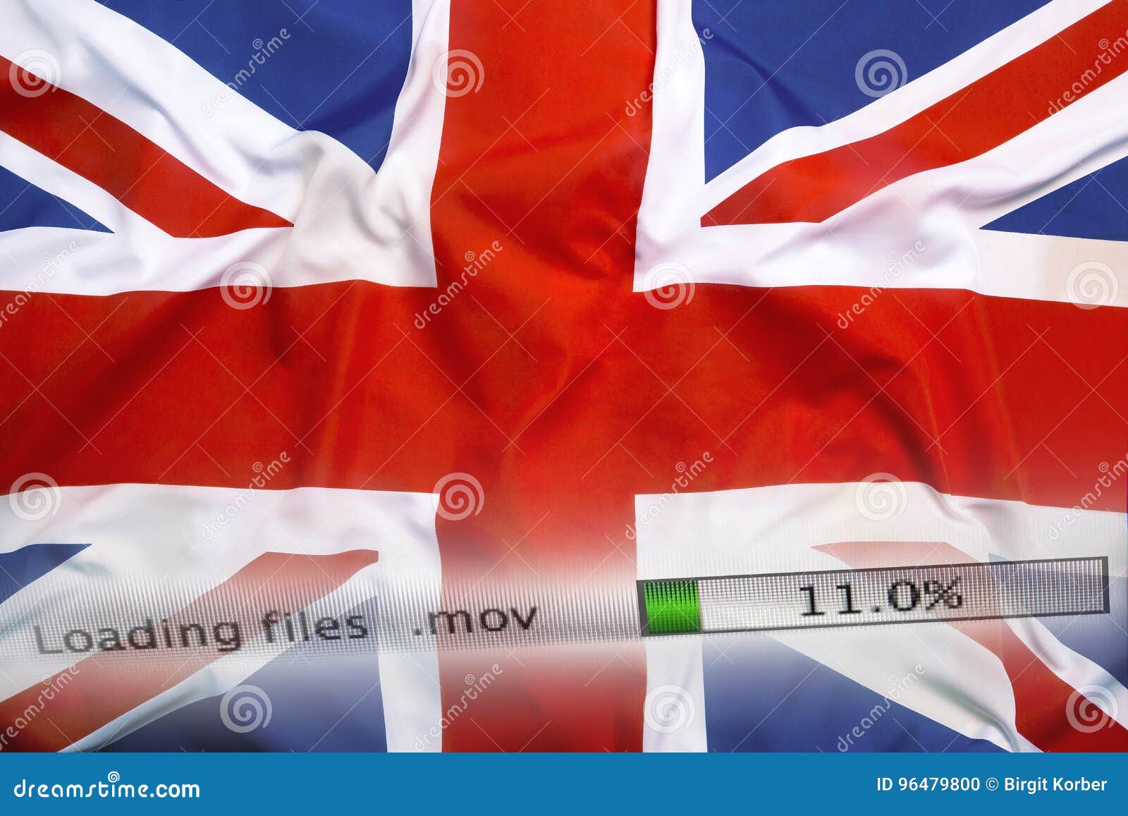 Downloading Files on a Computer, UK Flag Stock Photo - Image of files ...