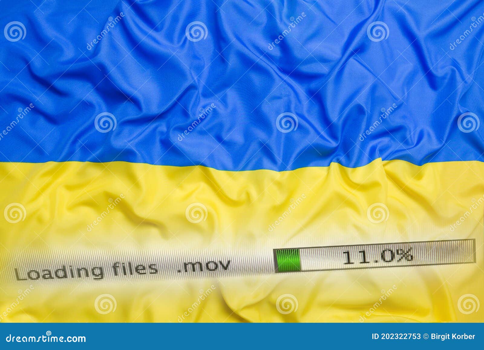 Downloading Files on a Computer, Ukraine Flag Stock Image - Image of ...