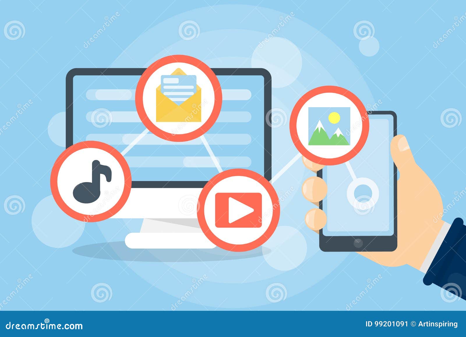 Downloading files concept. stock vector. Illustration of business ...