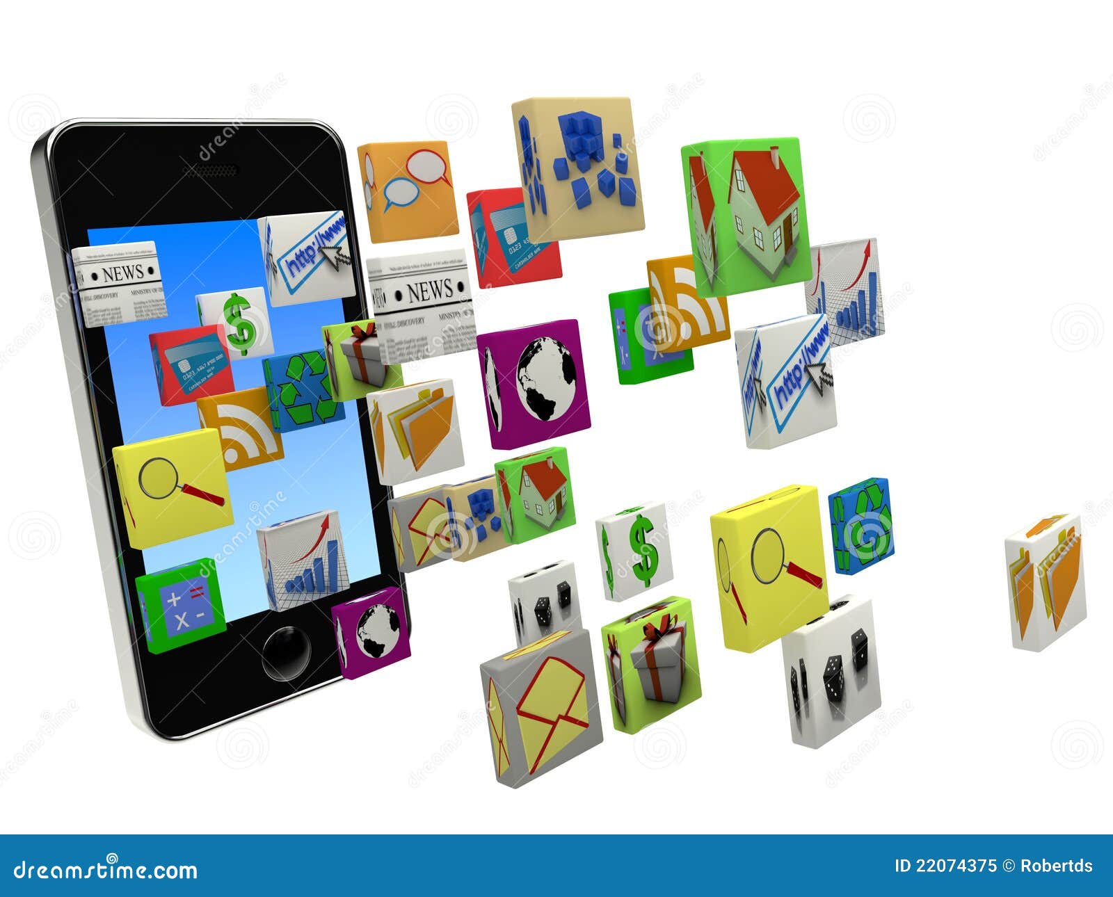 Downloading Smartphone Apps Stock Illustration - Illustration of cell ...