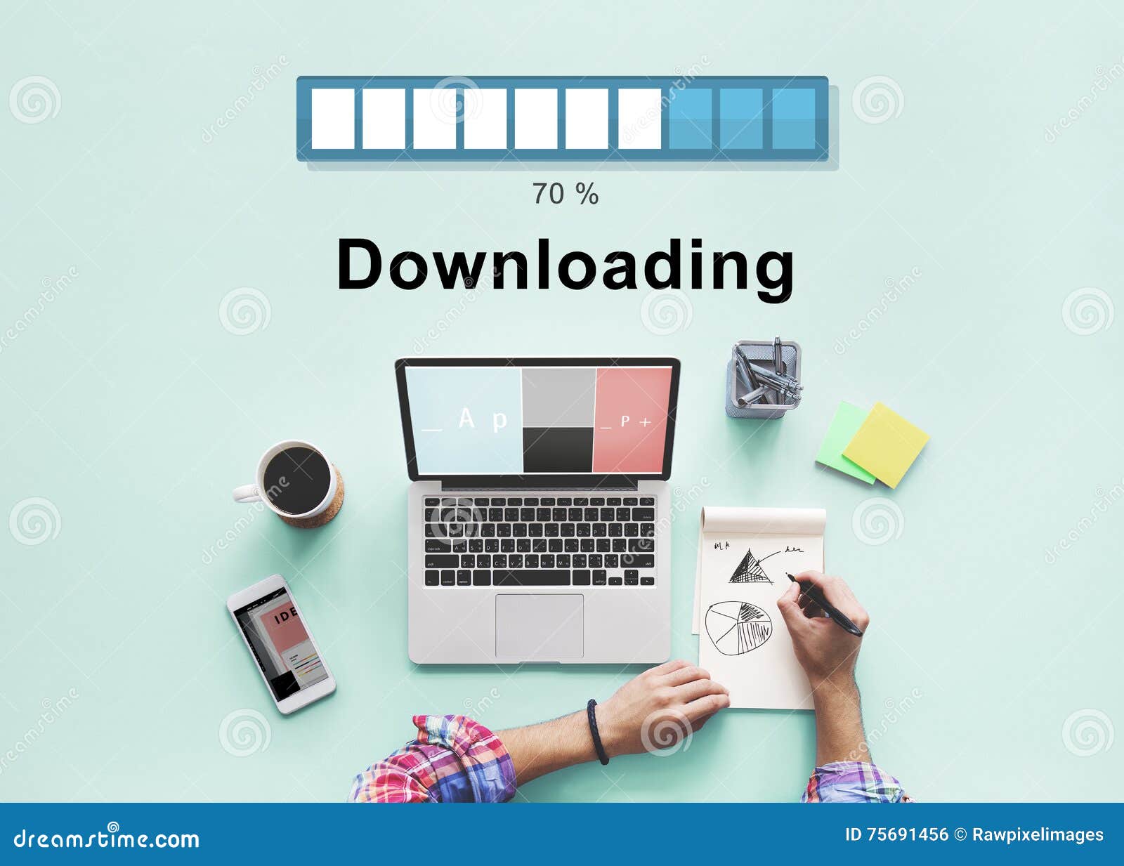 Downloading Transferring Network Information Technology Concept Stock ...