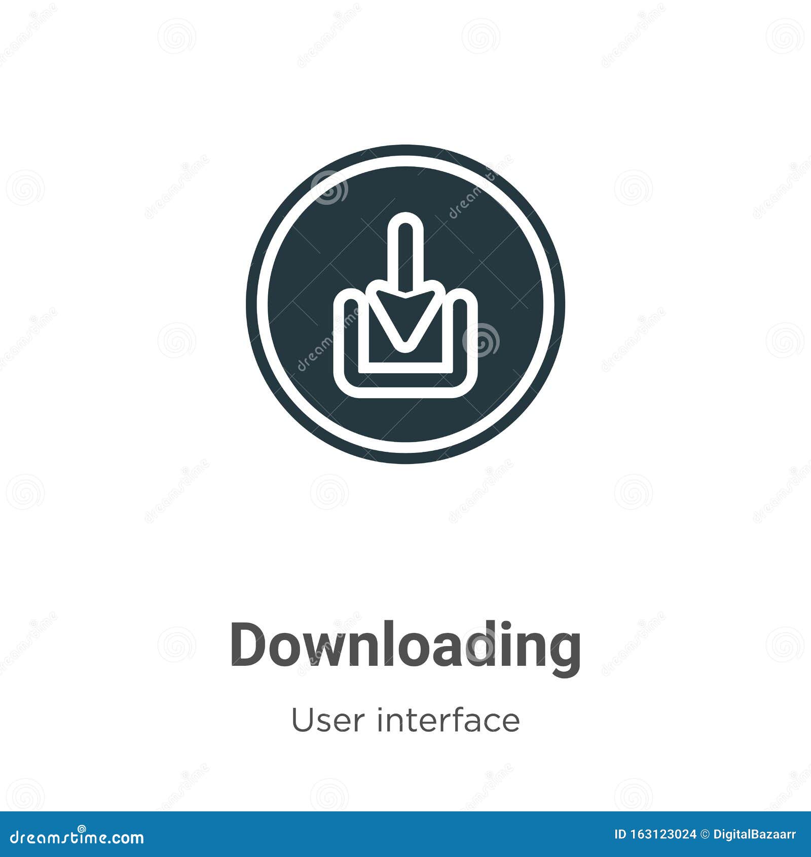 Downloading Vector Icon on White Background. Flat Vector Downloading ...