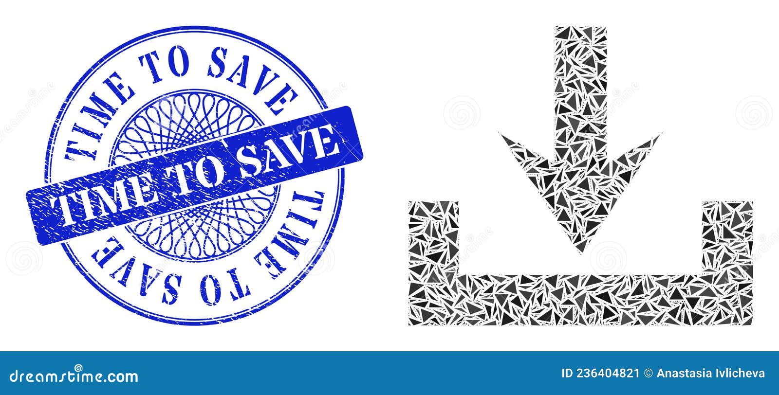 Textured Time To Save Badge and Triangle Downloads Mosaic Stock Vector ...