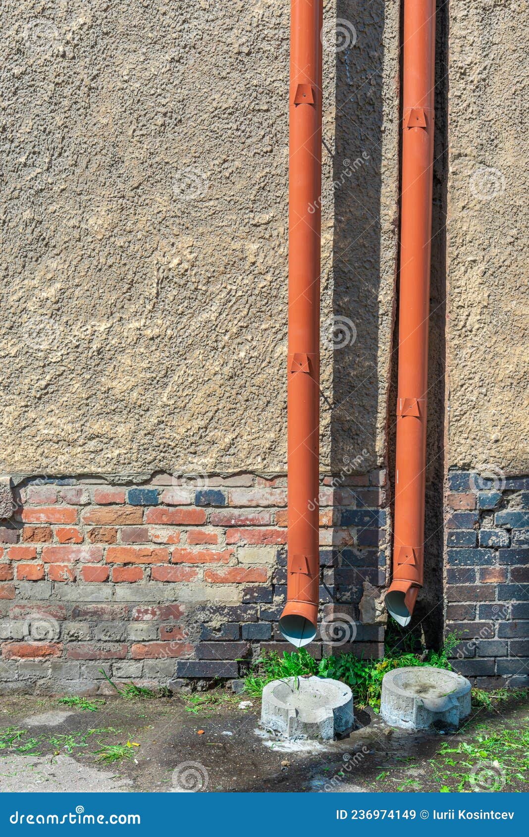 The Downpipe is Installed on the Old Building Stock Image - Image of ...