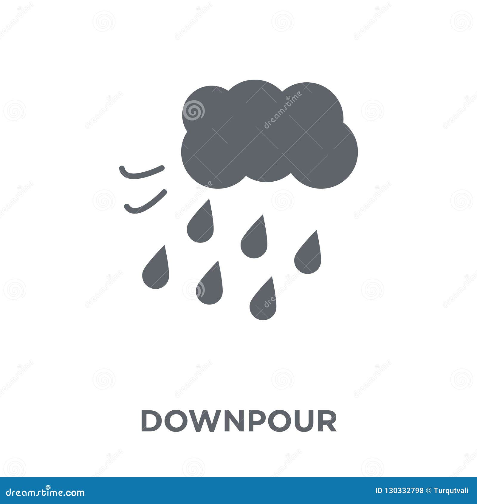 Downpour Icon Of 3 Types Color, Black And White, Outline. Isolated ...
