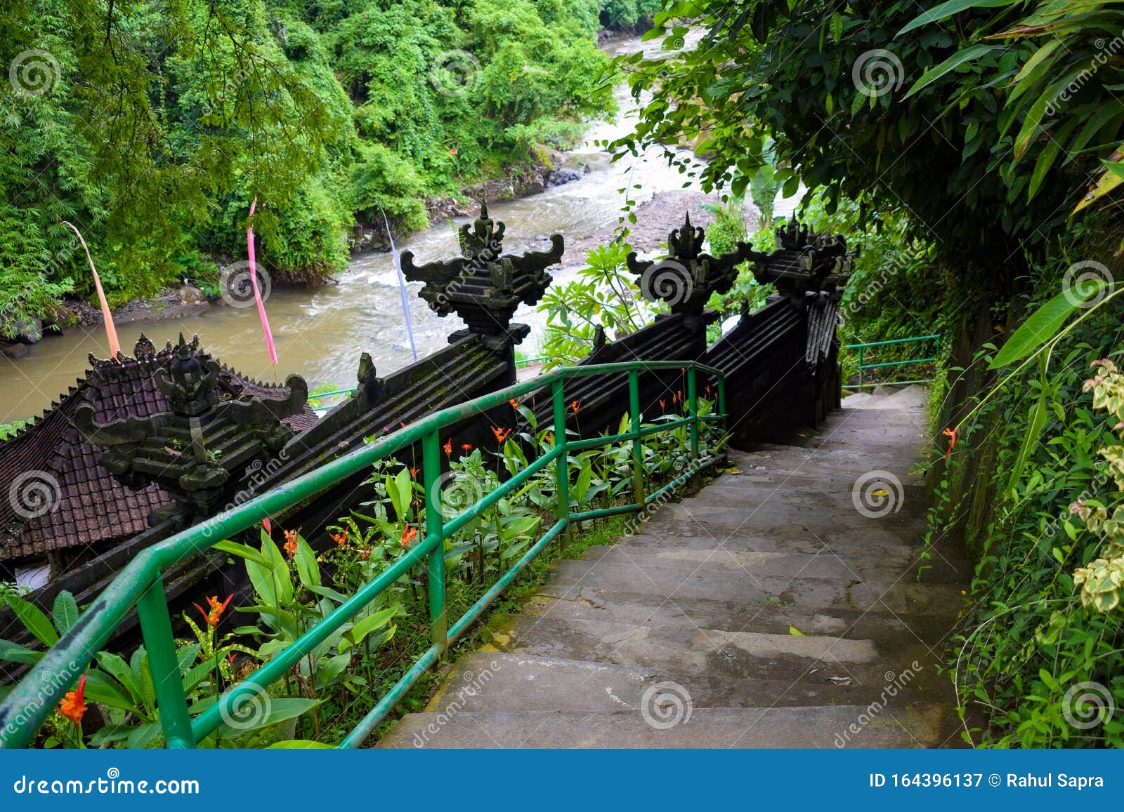 Downside Steps Going Towards the River in Bali Indonesia. Green Plants ...