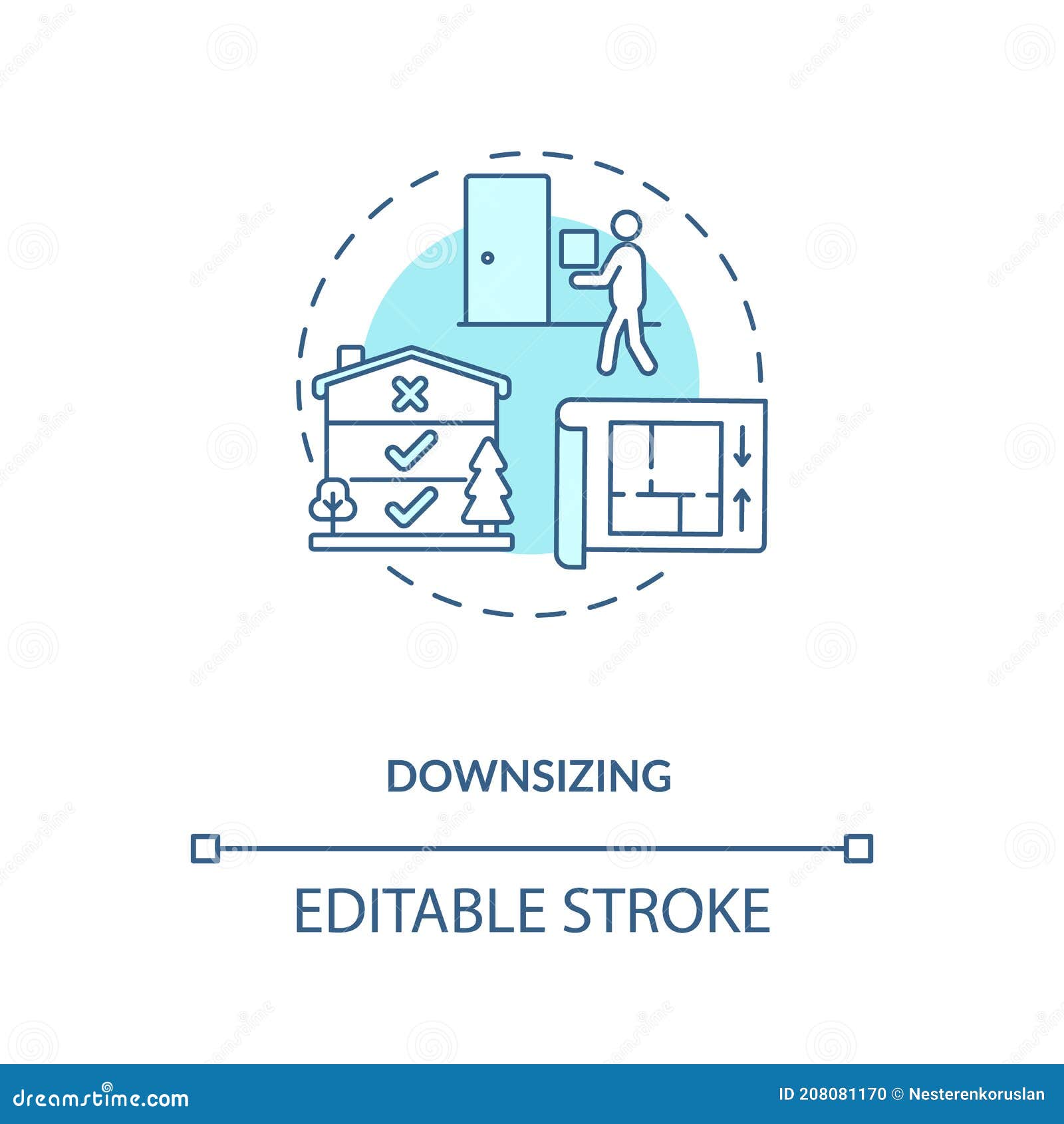Downsizing concept icon stock vector. Illustration of notion - 208081170