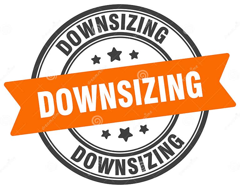 Downsizing Stamp. Downsizing Label on Transparent Background. Round ...