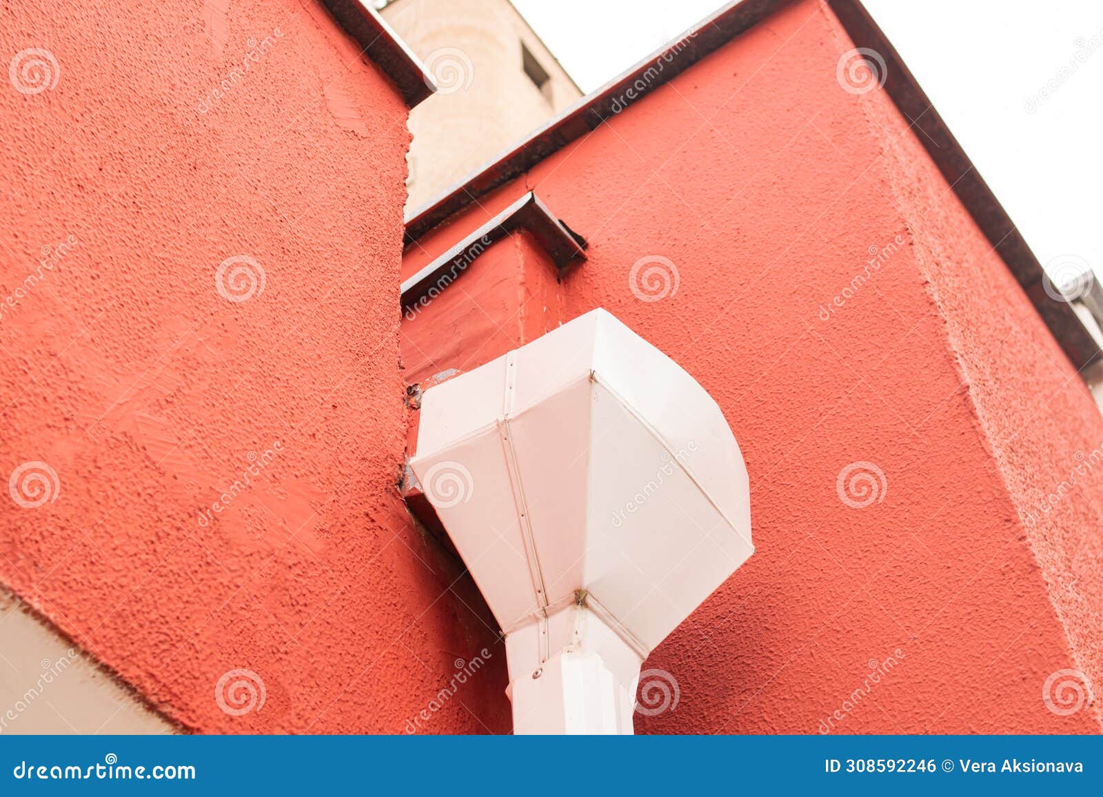 Downspout on the Wall of a Red Building Stock Photo - Image of gutter ...
