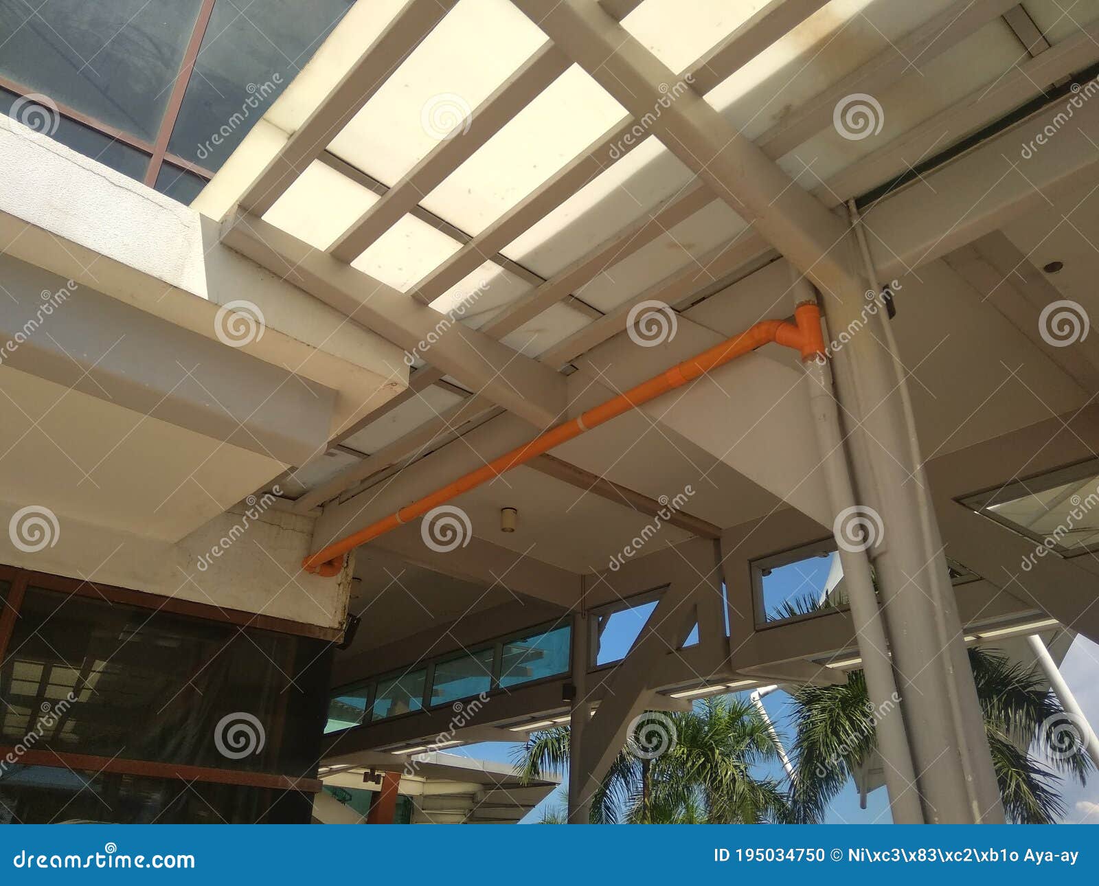 Downspouts Installed Gutter Stock Photo - Image of stairs, handrail ...