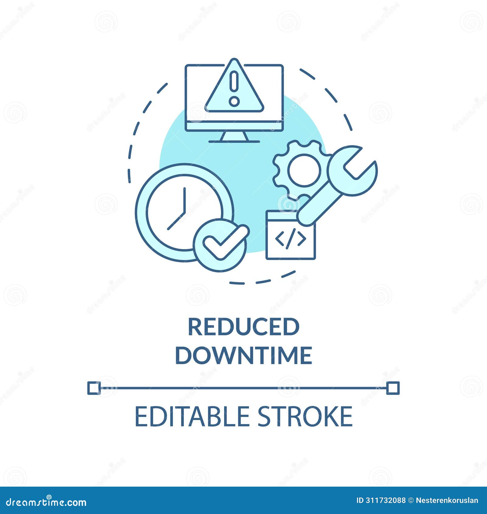 Downtime Reduce Soft Blue Concept Icon Stock Vector - Illustration of ...