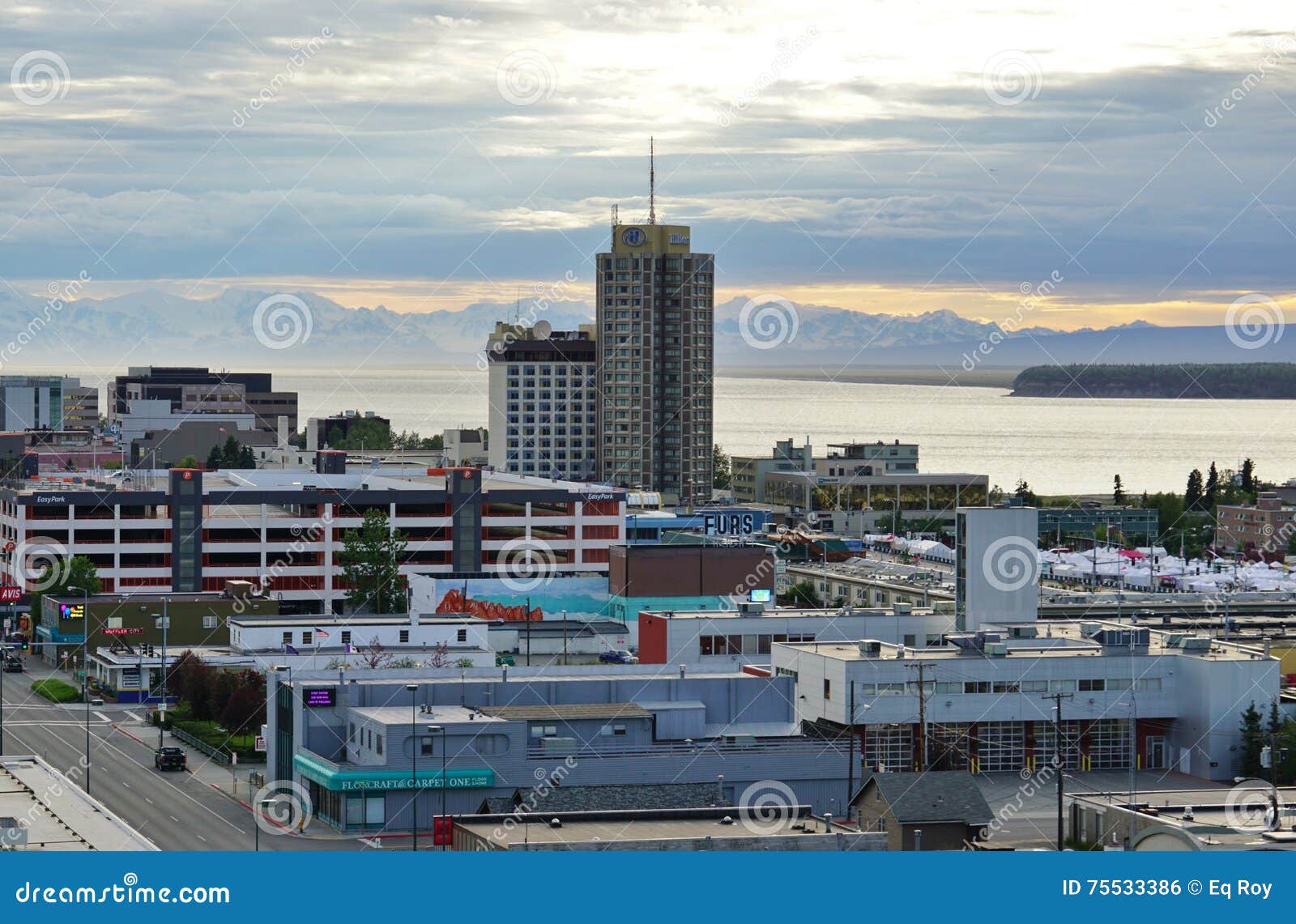 The Downtown Anchorage Skyline Editorial Photo - Image of centre ...