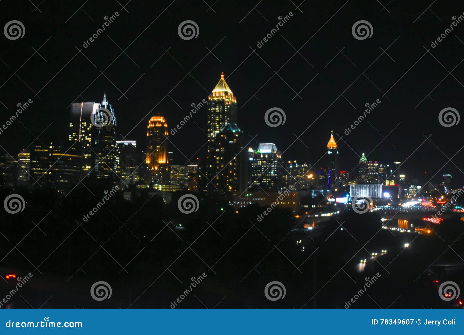 Downtown Atlanta at night. editorial photography. Image of tower - 78349607