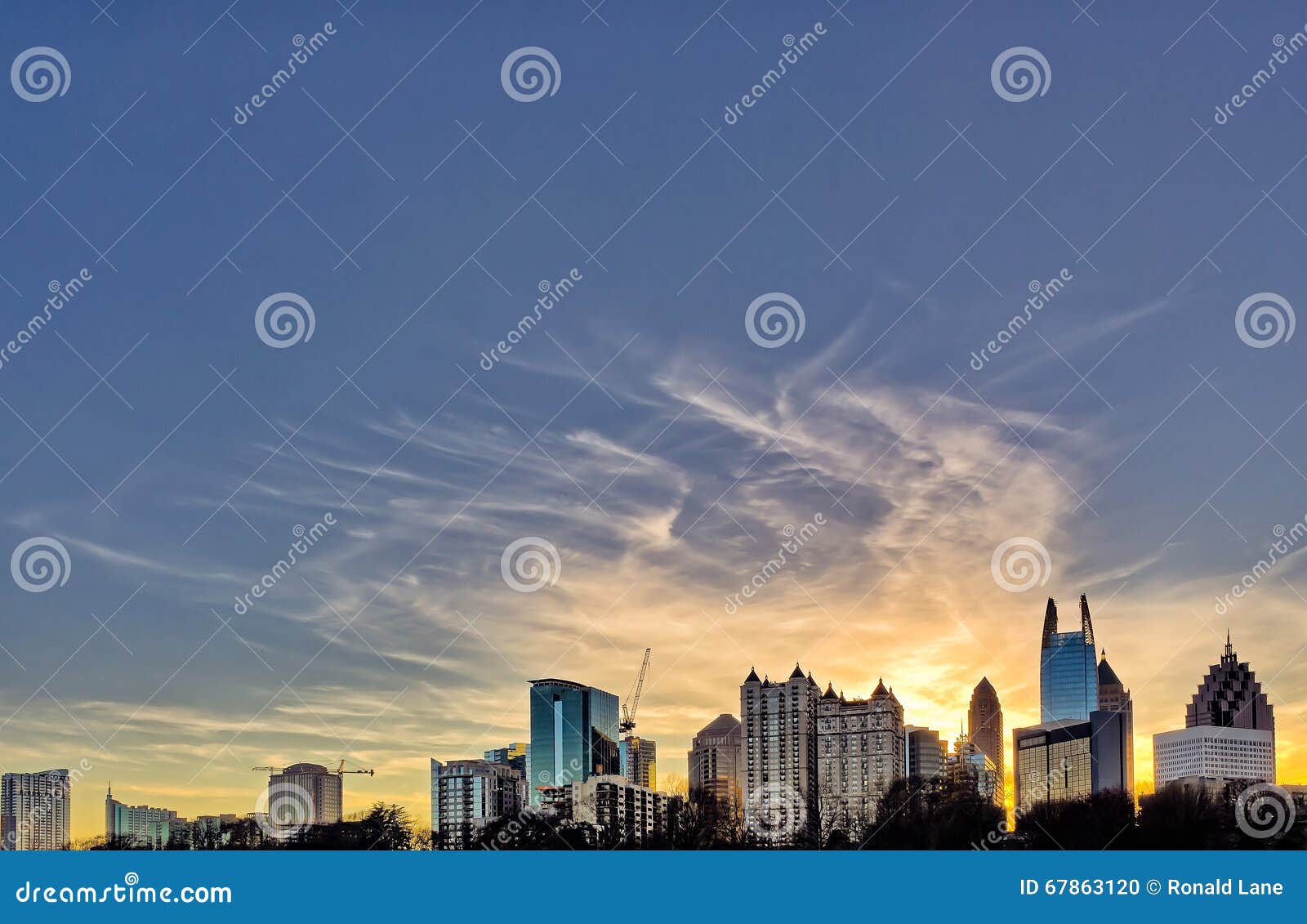 Downtown Atlanta Sunset with Buildings in the Foreground Stock Photo ...
