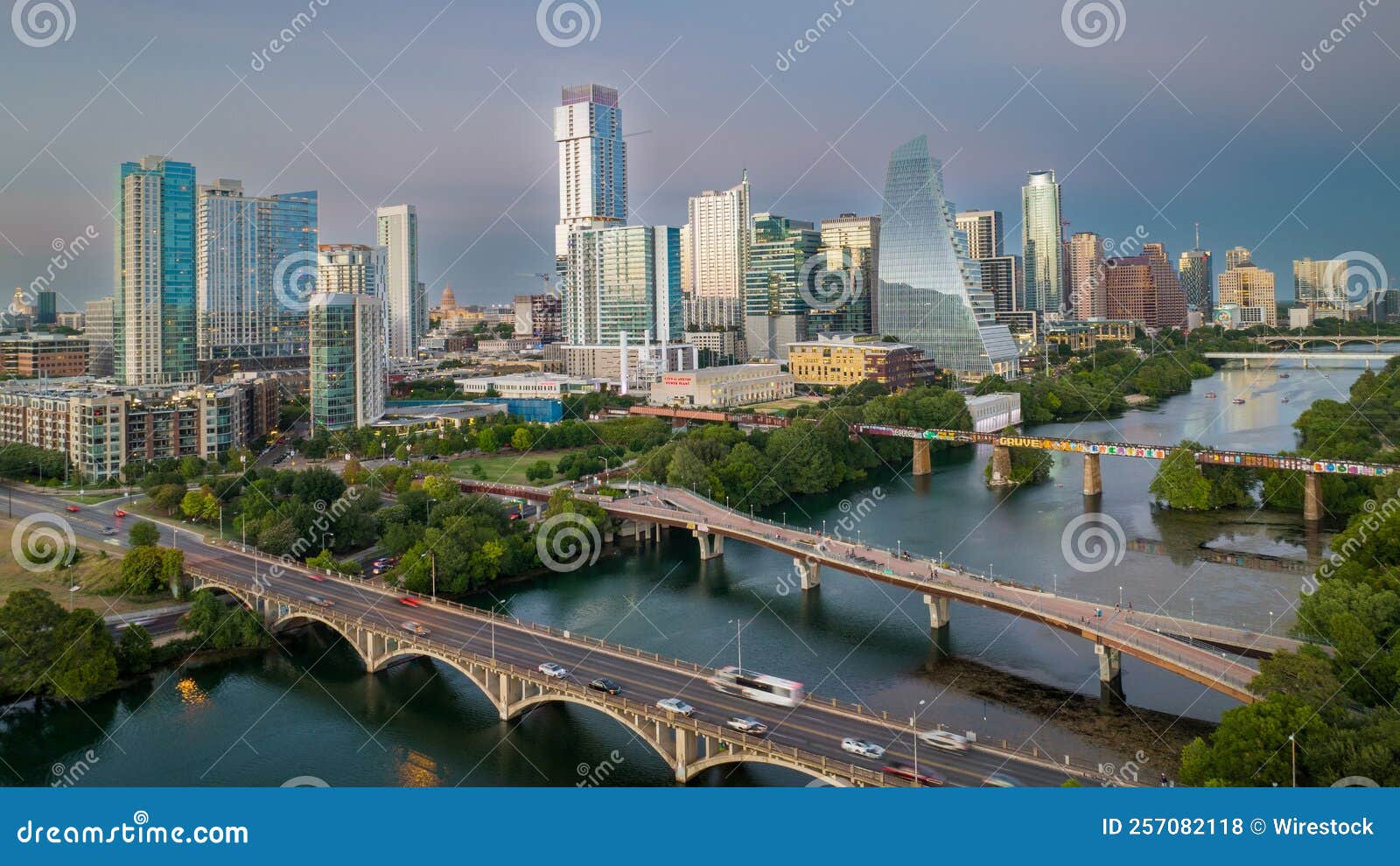 Downtown Austin Skyline at Sunset Editorial Stock Photo - Image of dusk ...