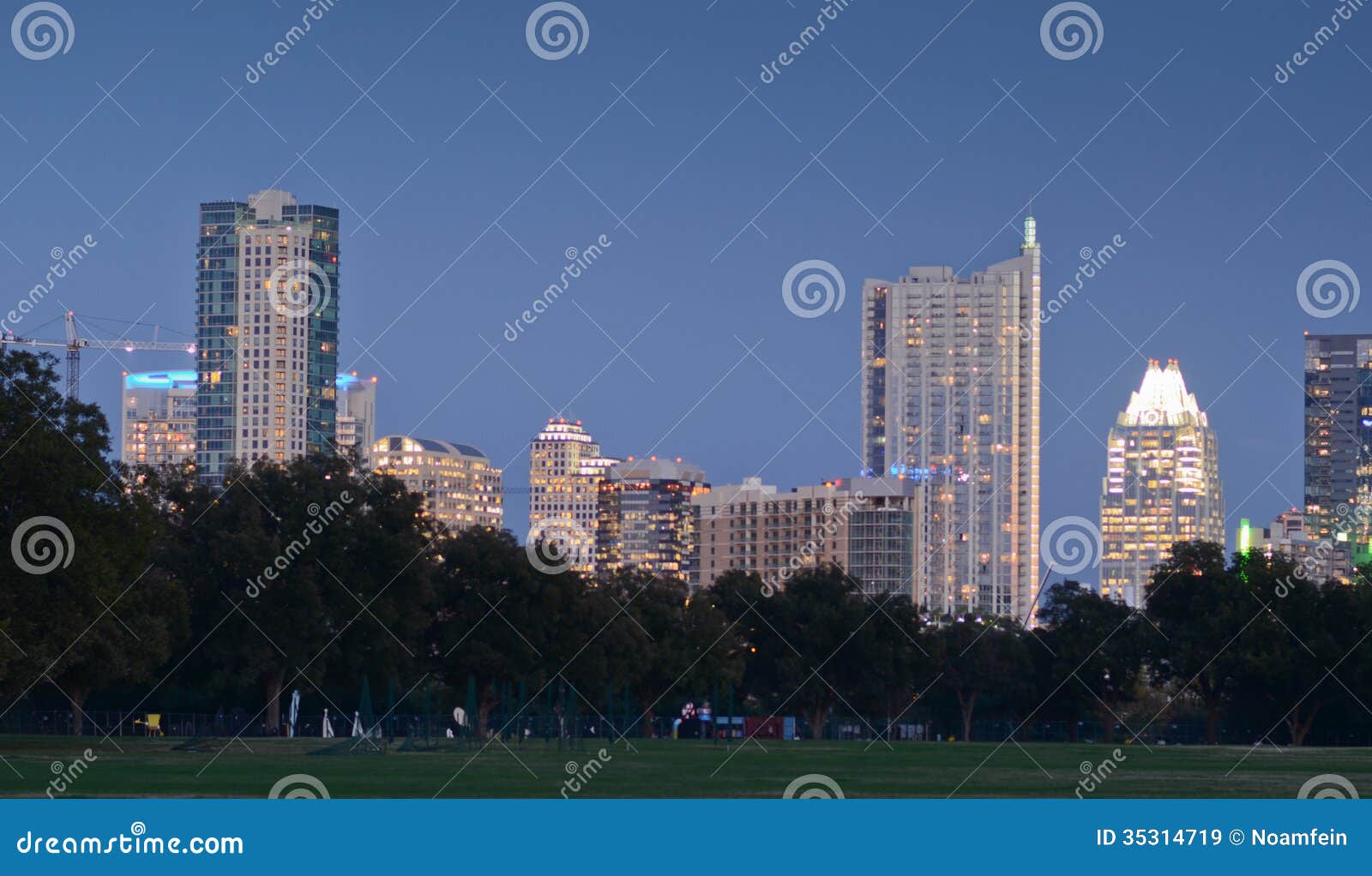 Downtown Austin at sunset editorial stock image. Image of skyscrapers ...
