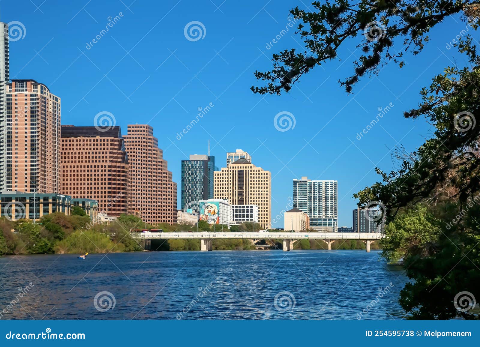 Downtown Austin Texas Skyline and Colorado River Stock Photo - Image of ...
