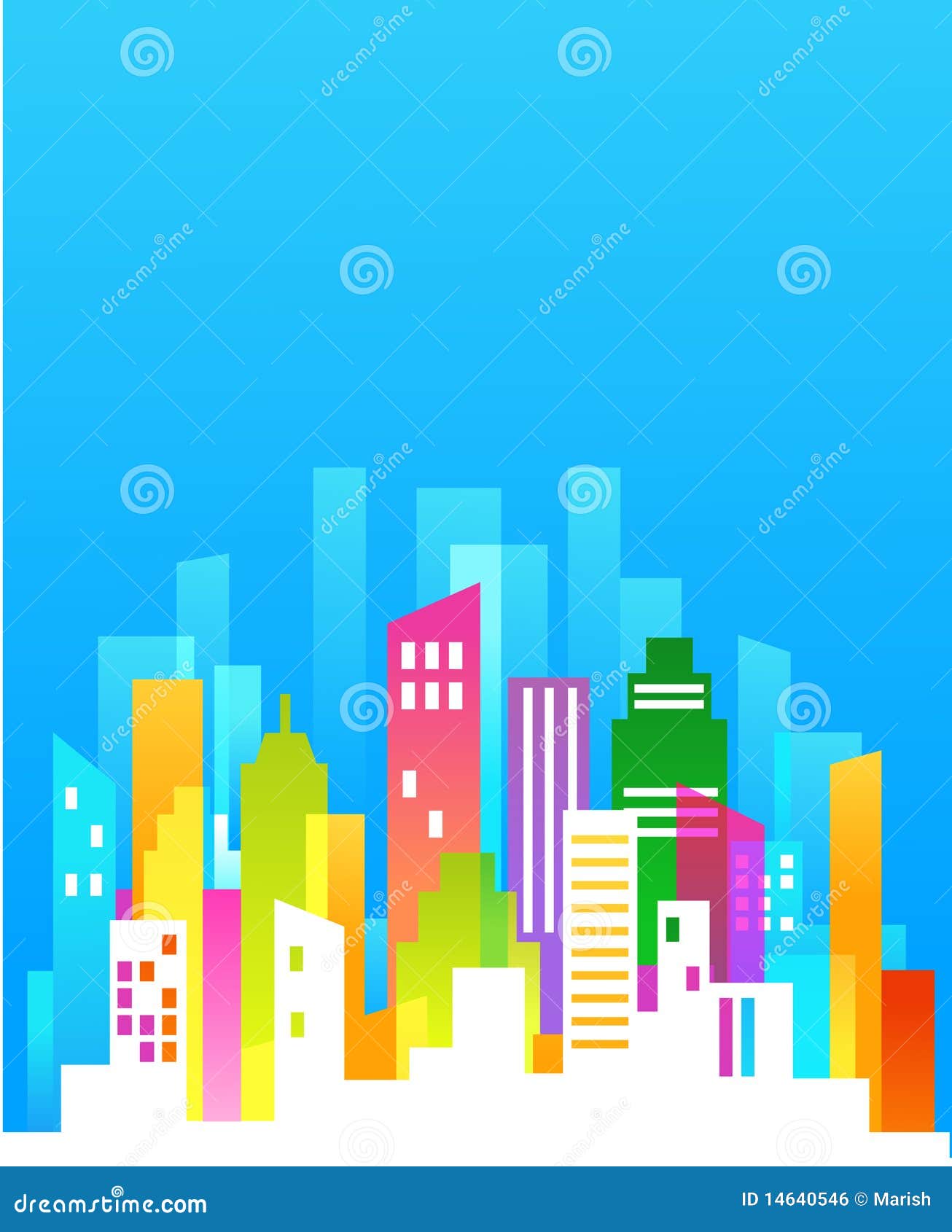 Downtown Background With Blue Sky Vector Illustration | CartoonDealer ...
