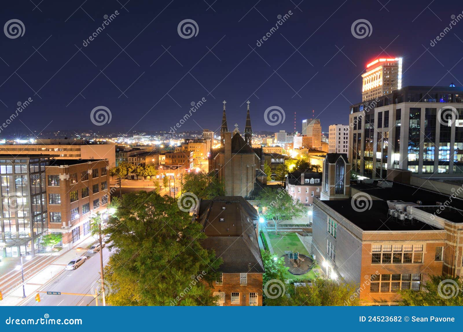 Downtown Birmingham, Alabama Stock Photo - Image of buildings, dark ...
