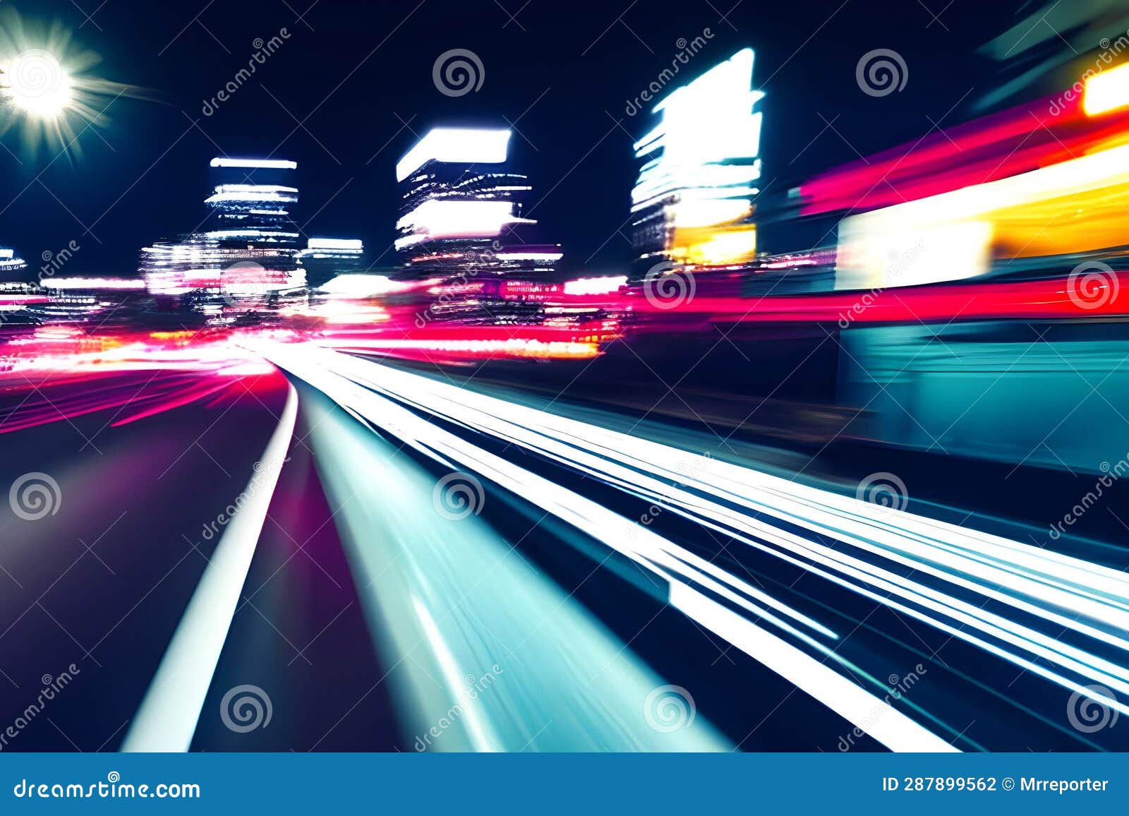 Downtown at Blurry Motion , Ai Stock Illustration - Illustration of ...