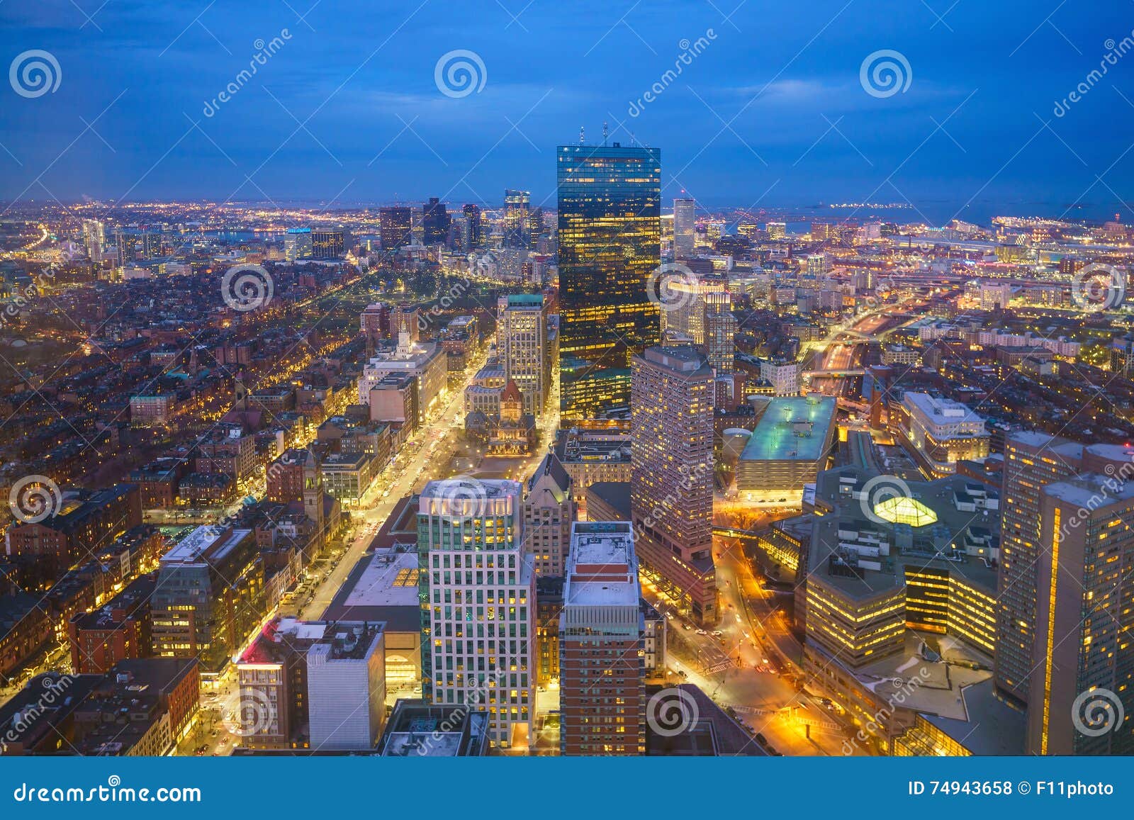Downtown Boston Massachusetts Stock Photo - Image of district, sunset ...